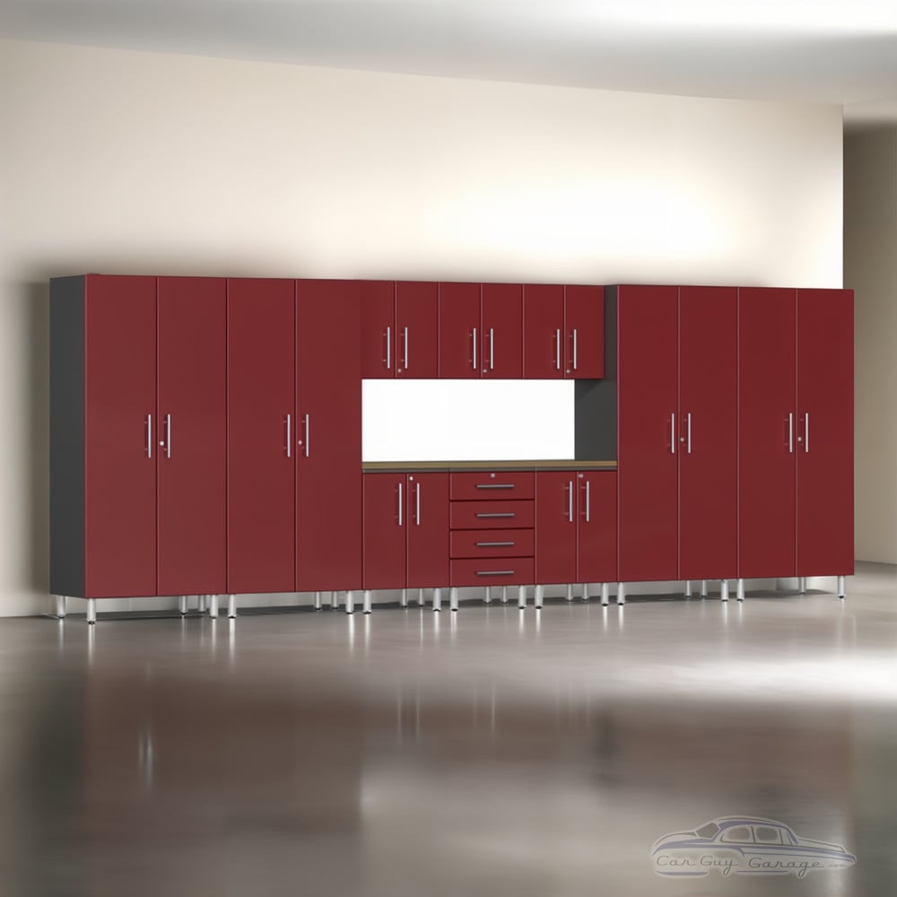 Silver Modular 11 Piece Kit with Bamboo Worktop for Garage