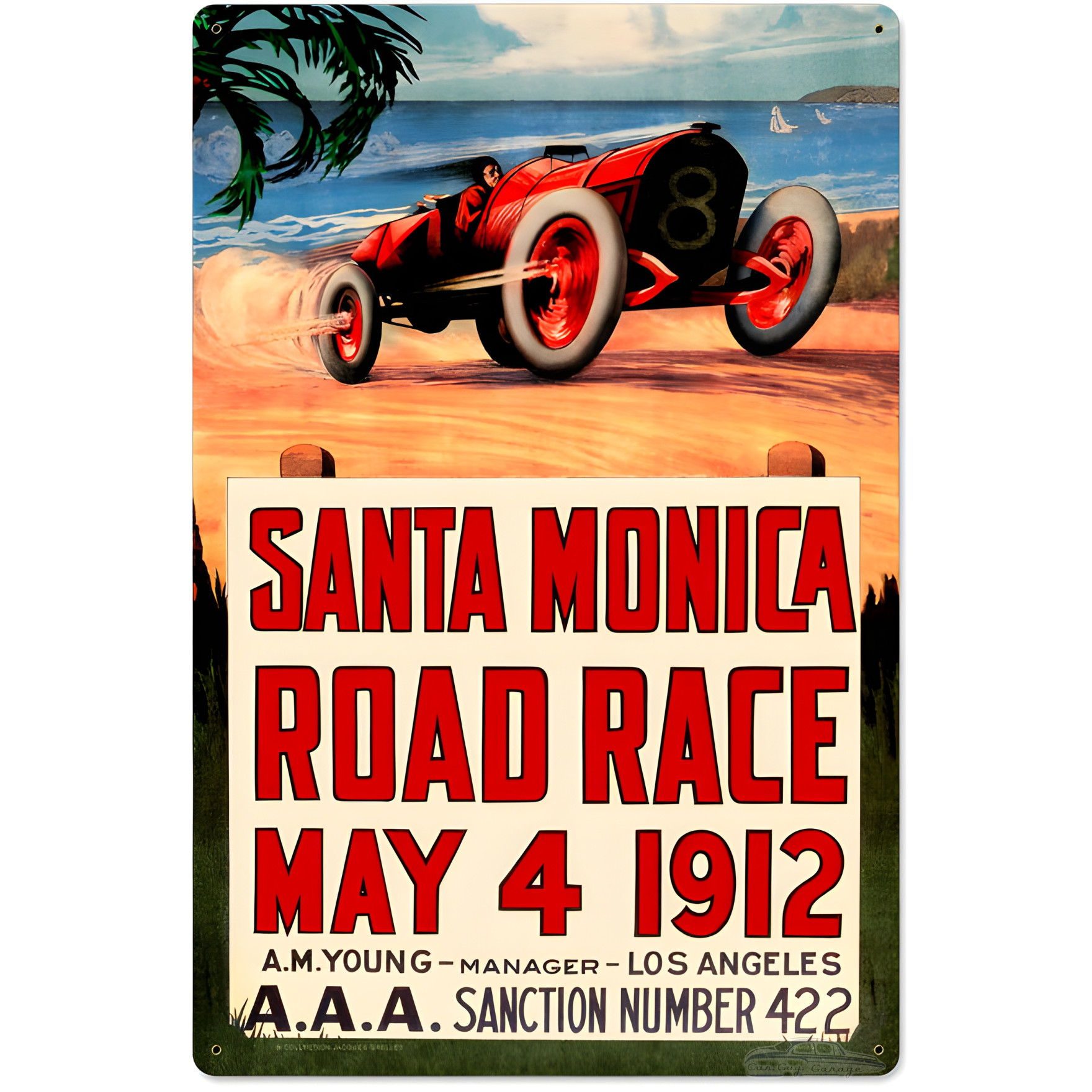 Santa Monica Metal Sign - 16"x24" Handcrafted USA Wall Decor