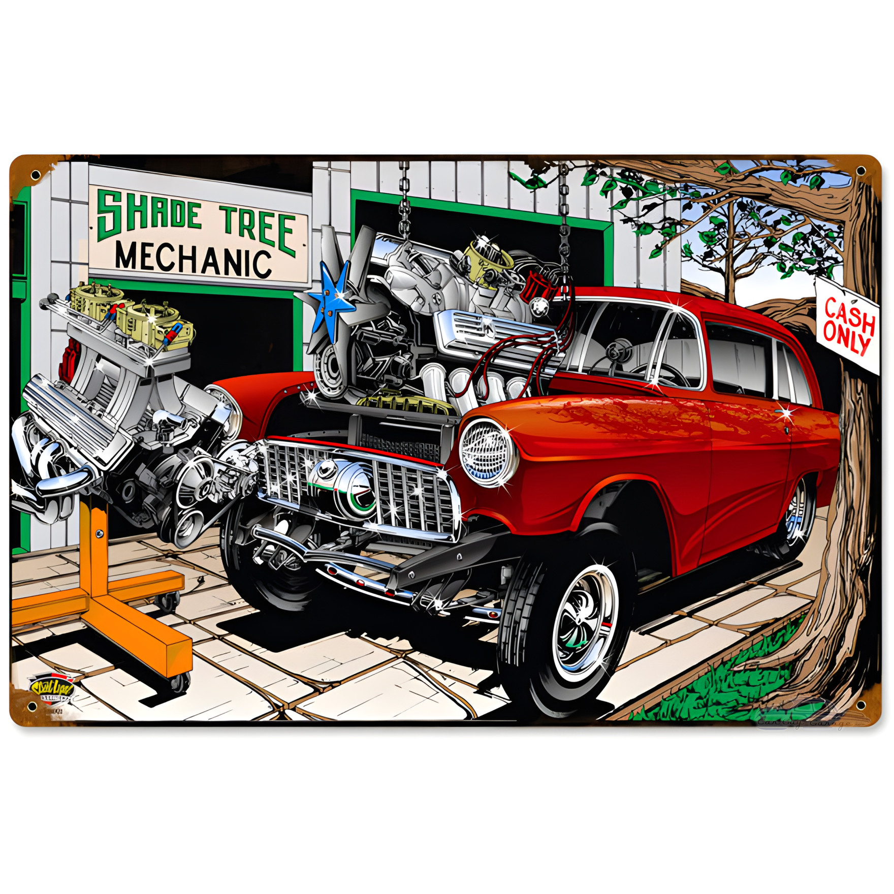 Shade Tree Metal Sign - 18"x12" Vintage Garage Decor USA Made