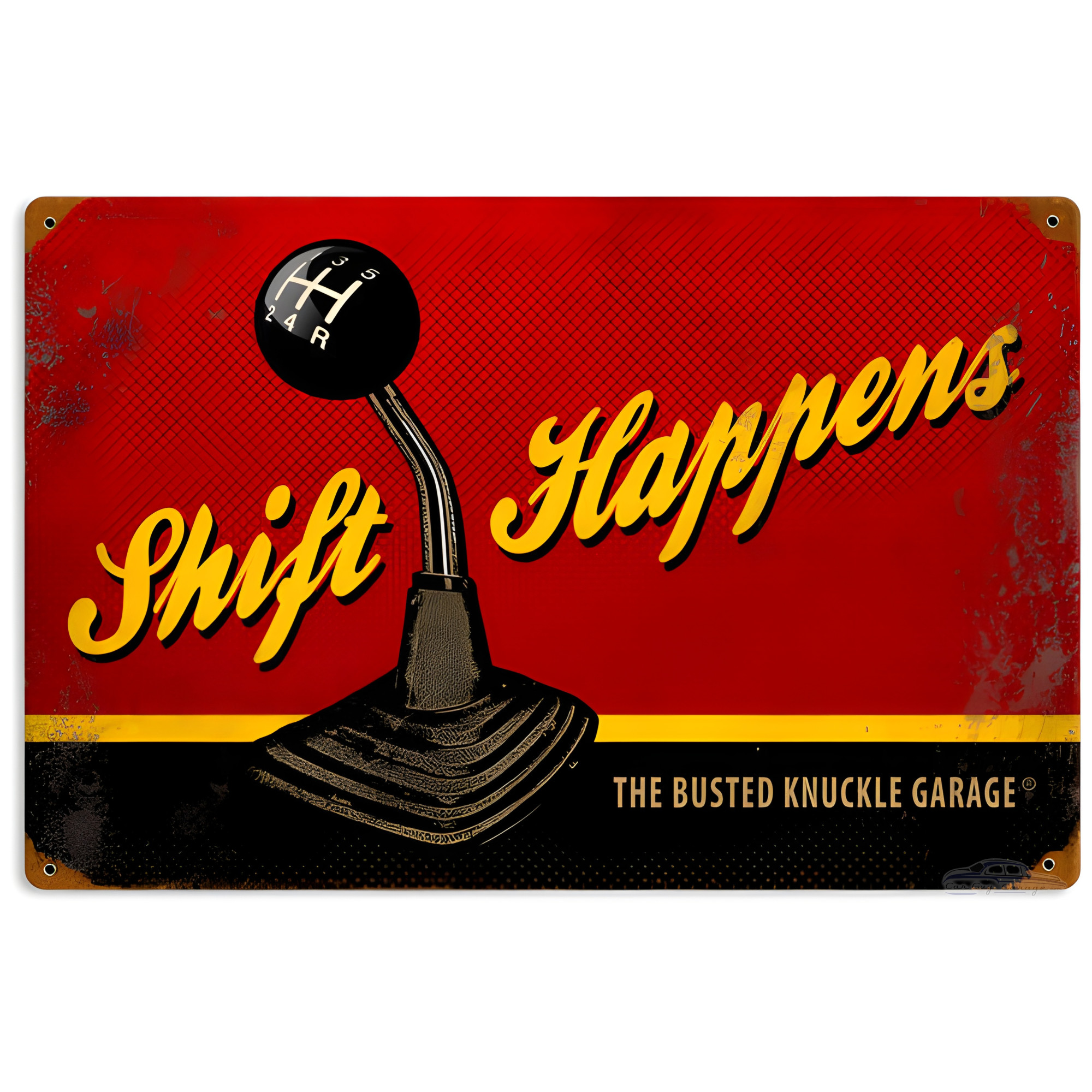 Shift Happens Metal Sign - Vintage 18"x12" Garage Decor