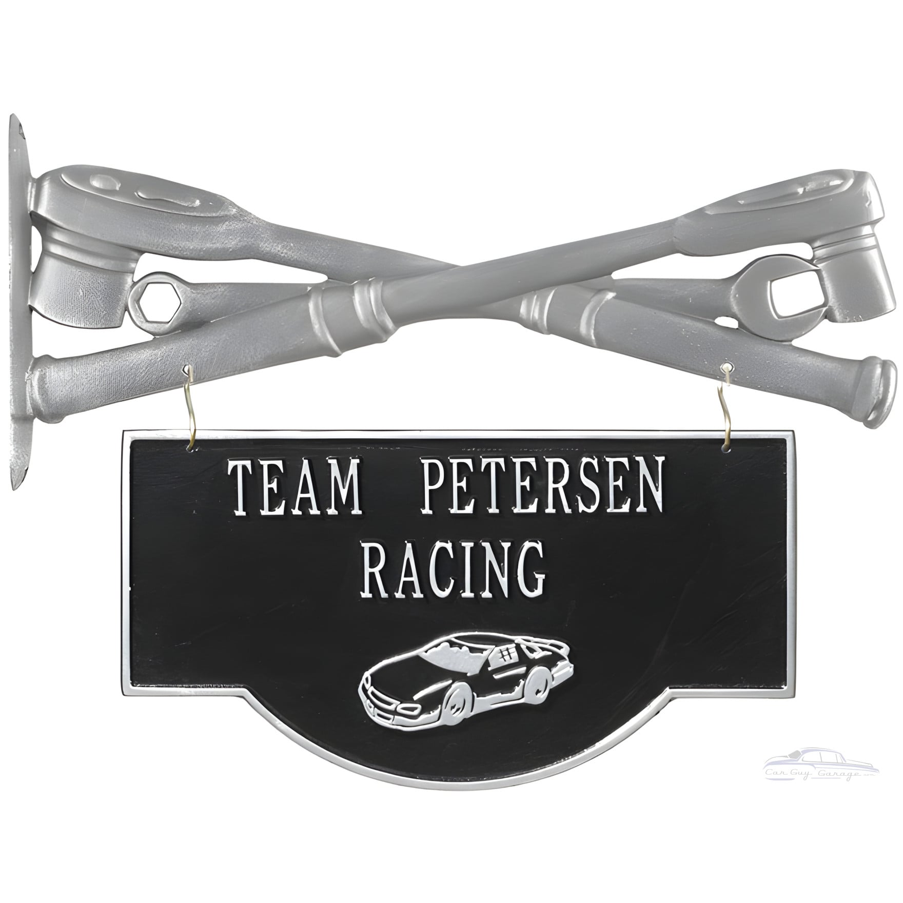 Personalized 2-Sided Cast Aluminum Racecar Garage Plaque
