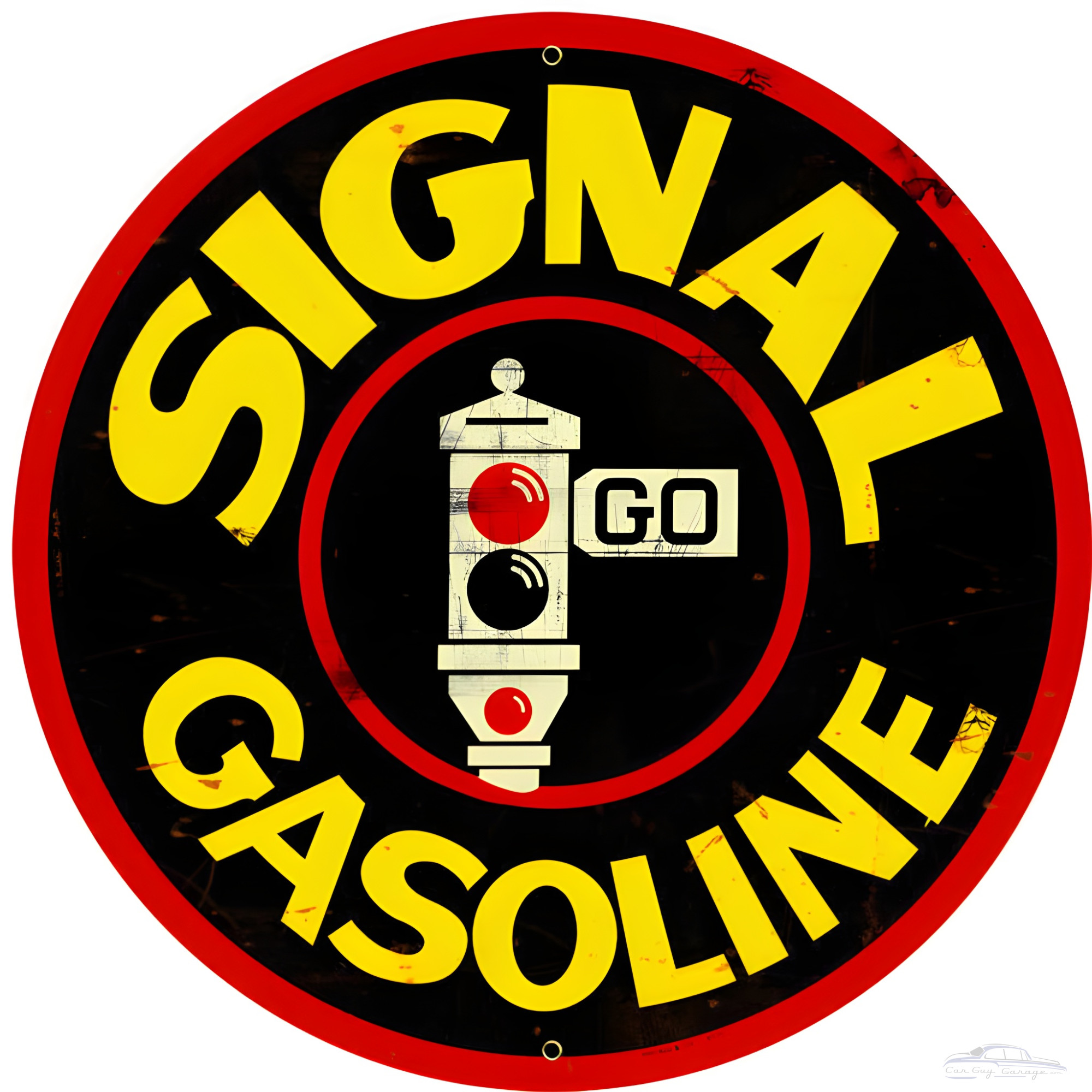 Vintage Signal Gasoline Metal Sign - 28" Round, Made in USA