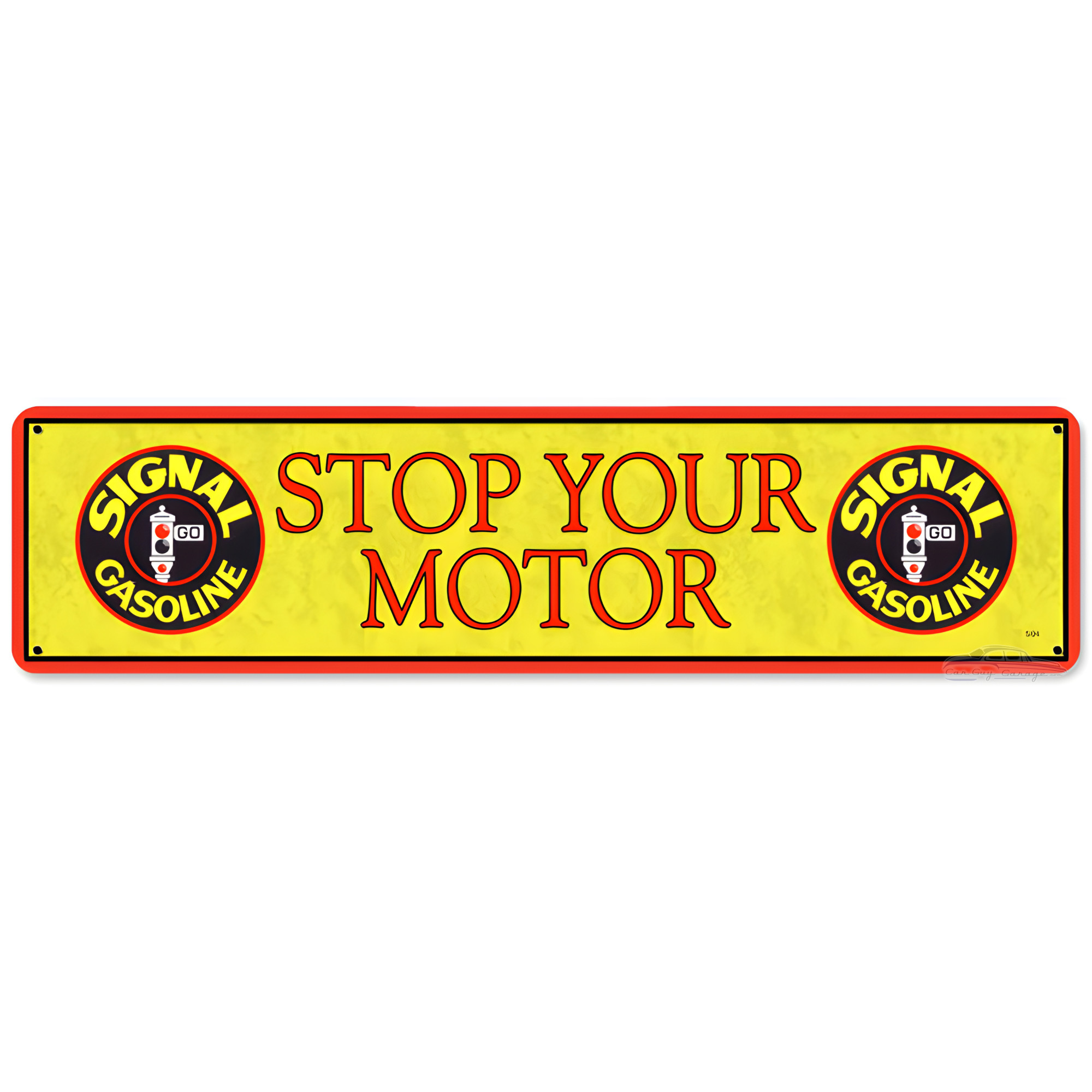 Vintage Signal Stop Motor Sign - 20"x5" Metal, Made in USA