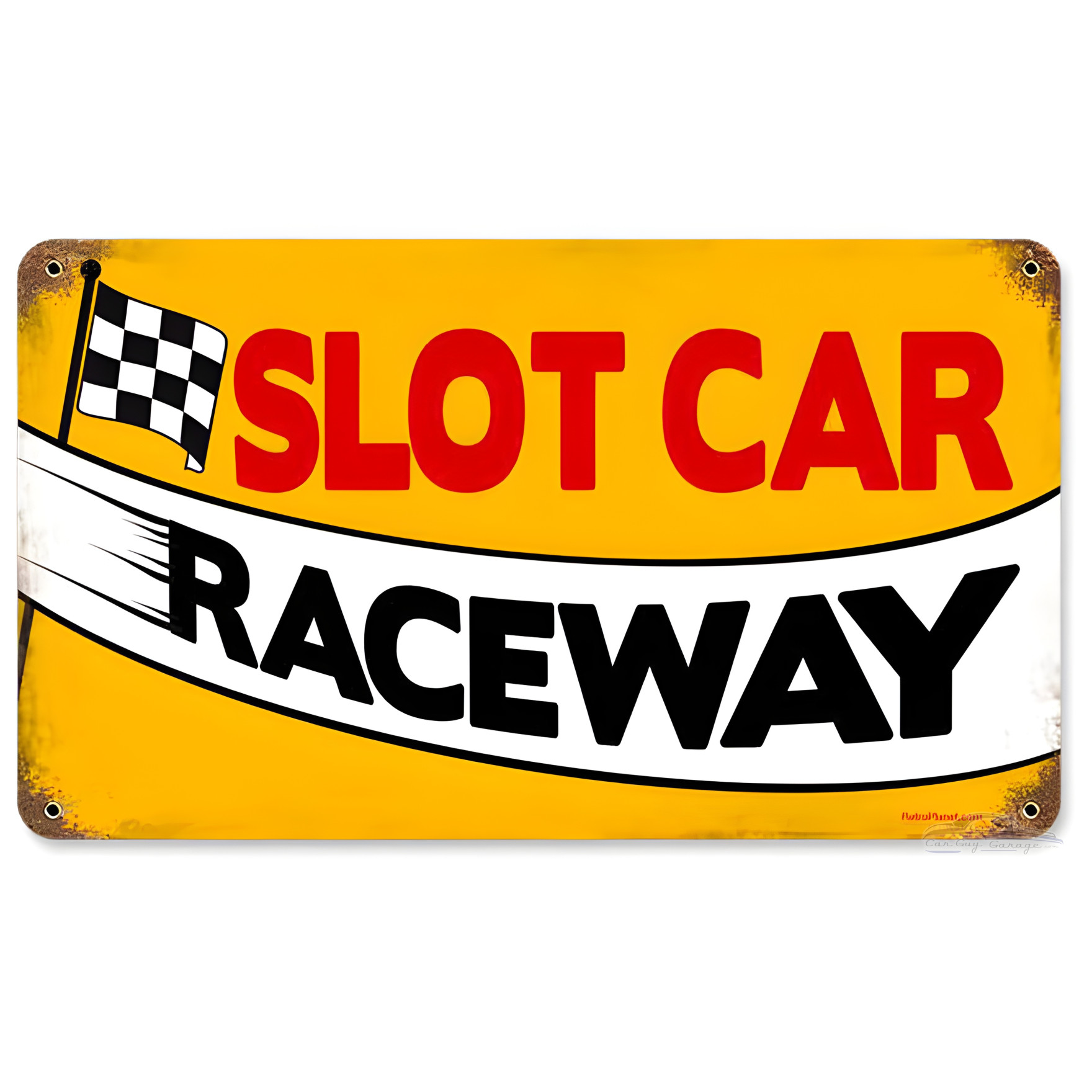 Vintage Slot Car Metal Sign - 8"x14" - Made in USA