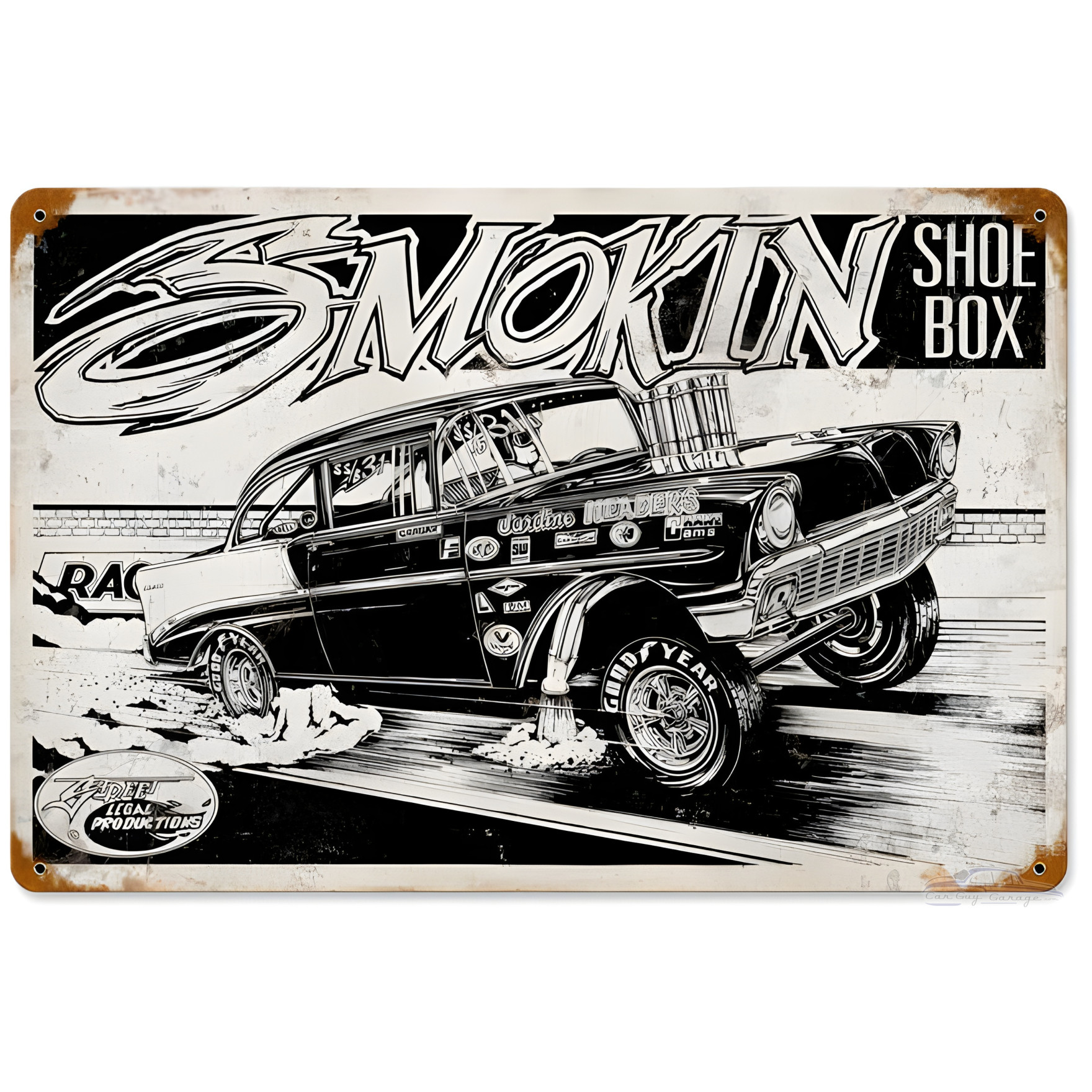 Smokin Shoebox Metal Sign - 18"x12" - Vintage Garage Decor
