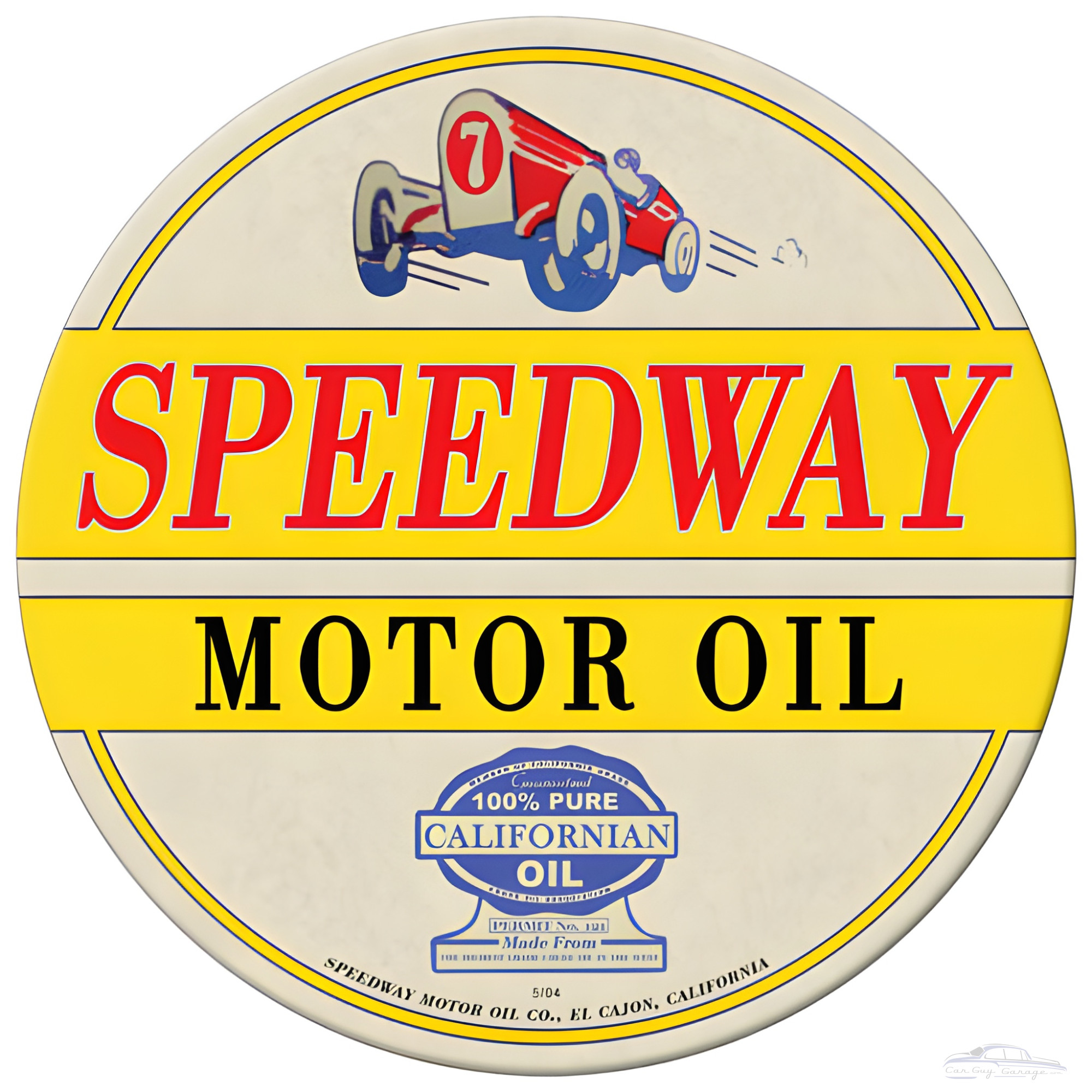 Vintage Speedway Oil Metal Sign - 14" Round, Made in USA