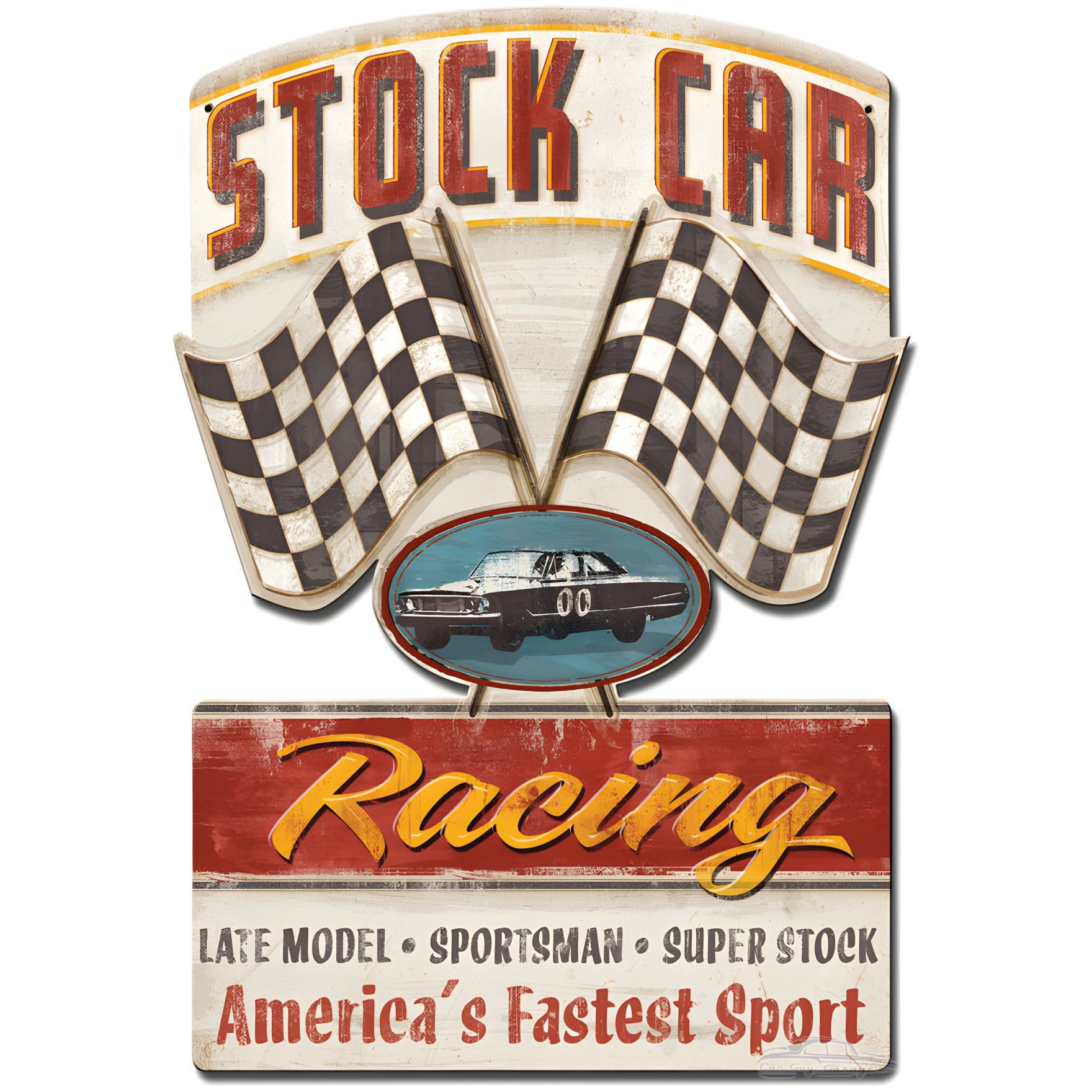 Stock Car Racing Metal Sign - 16"x24" - Custom Shape, USA Made