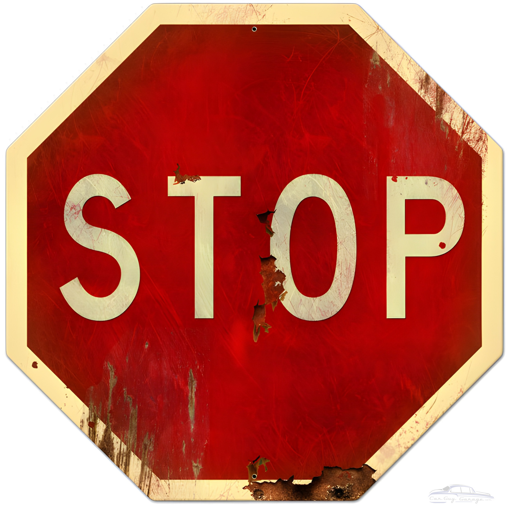 Stop Metal Sign - 28"x28" Custom Shape, Vintage Wall Decor