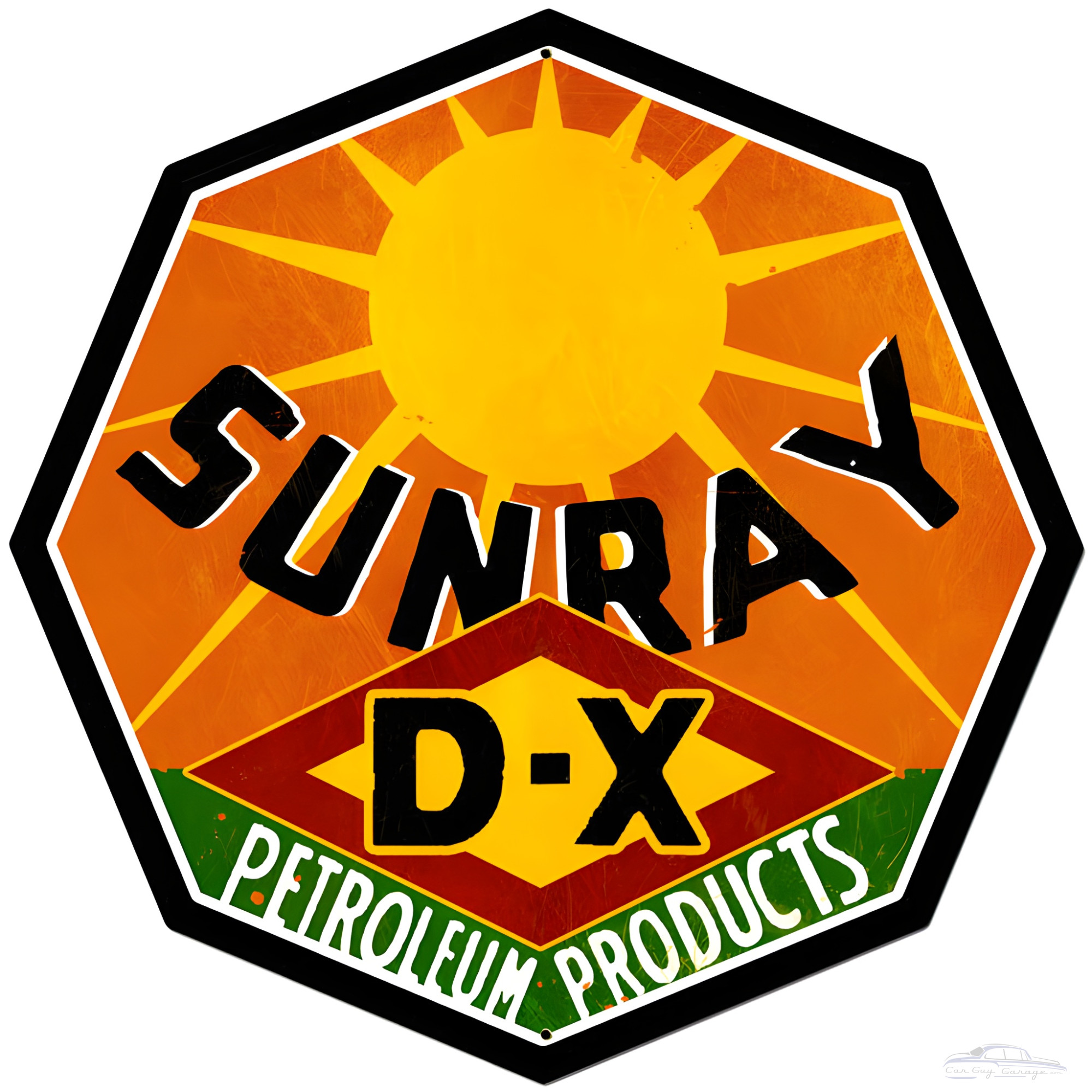 Sunray Gasoline Metal Sign - 28"x28" Custom Shape, Vintage Decor