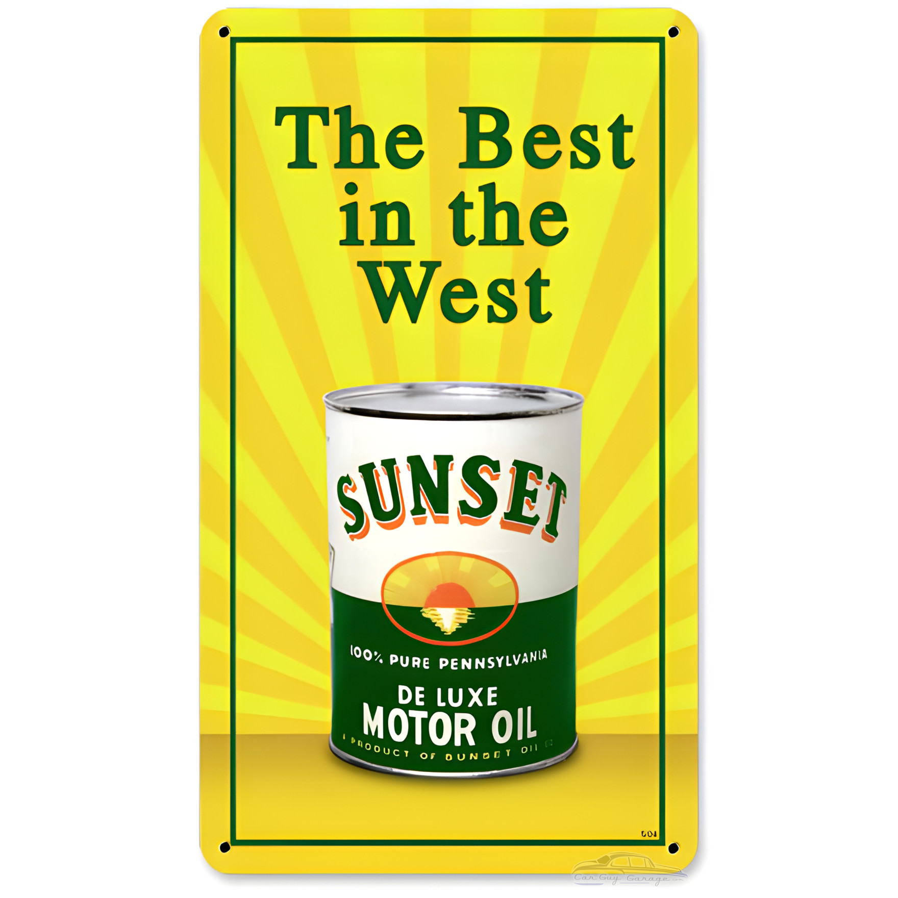 Sunset Oil Metal Sign - 8"x14" - Heavy Gauge Steel, USA Made