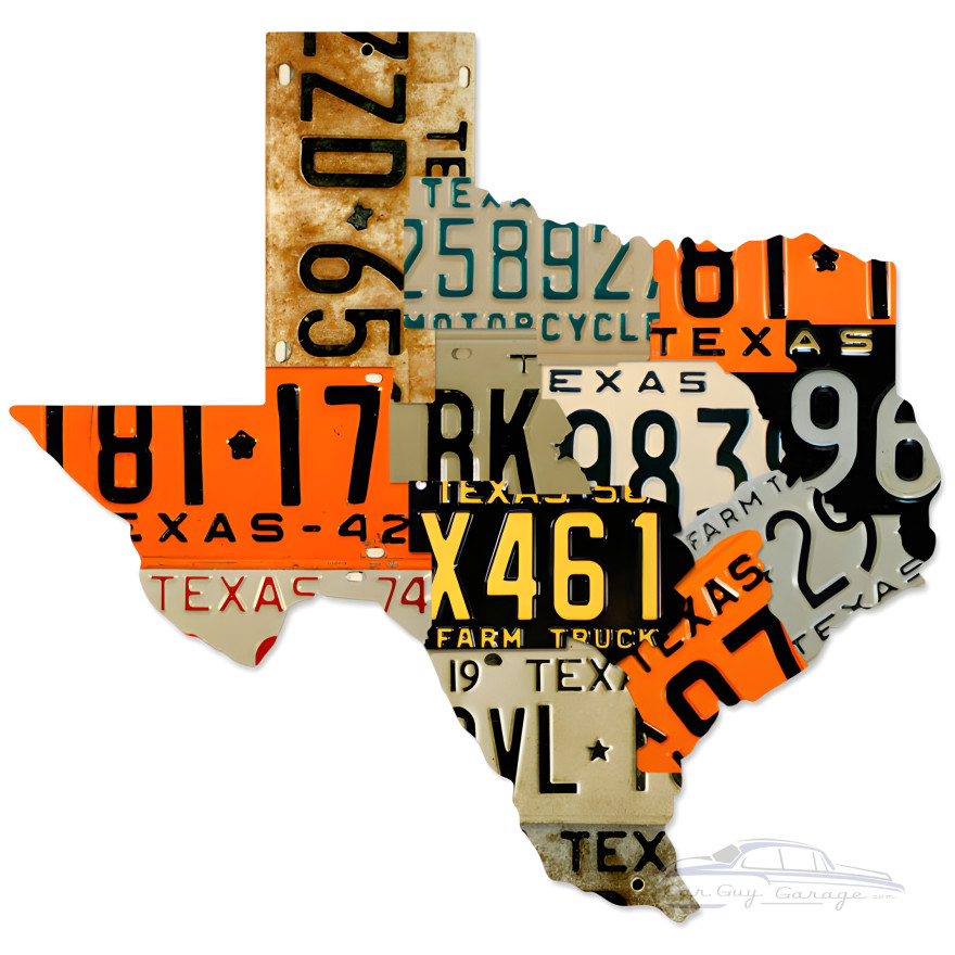 Texas License Plates Metal Sign - 24"x23" - Made in USA