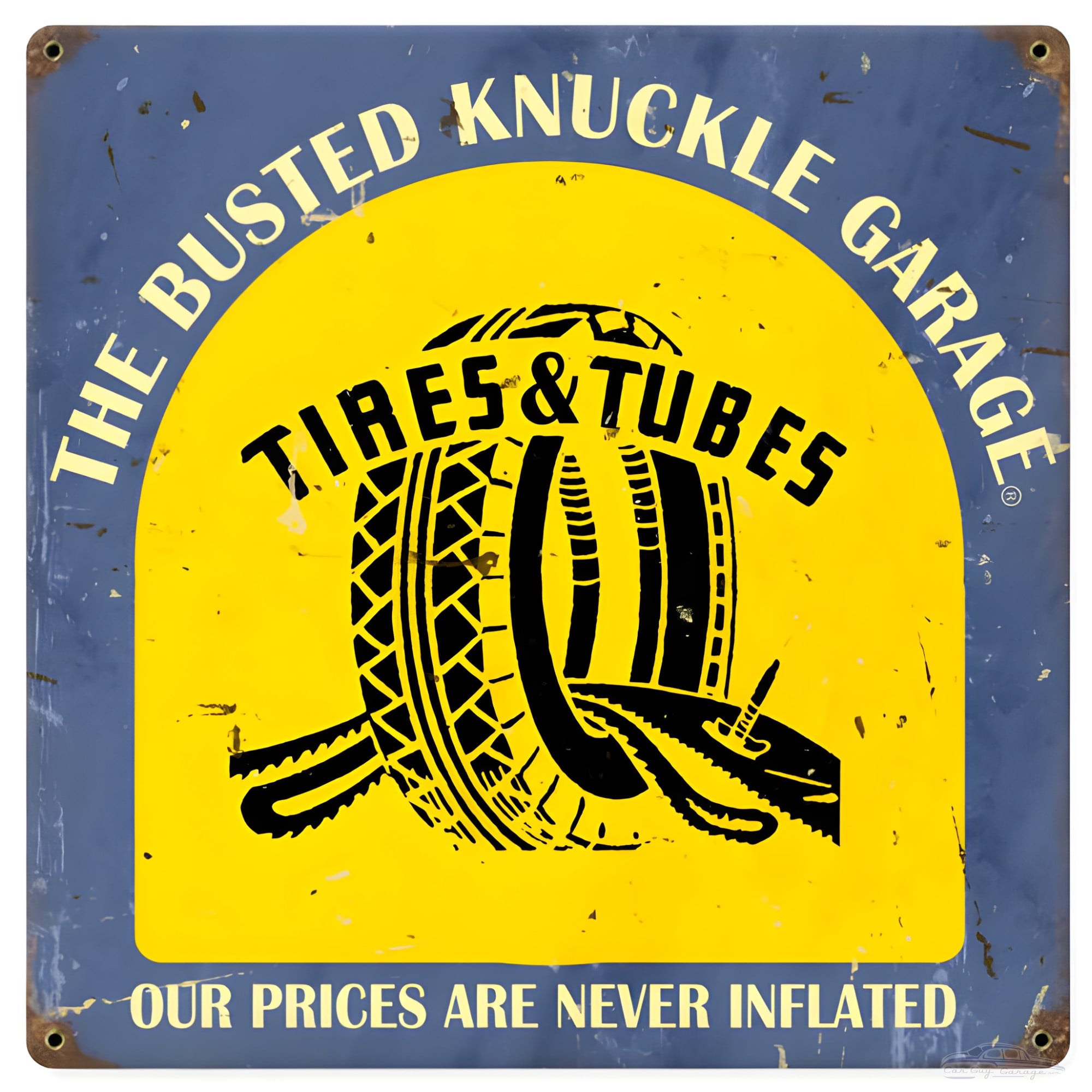Vintage Tire Shop Sign - 12"x12" Metal, Made in USA