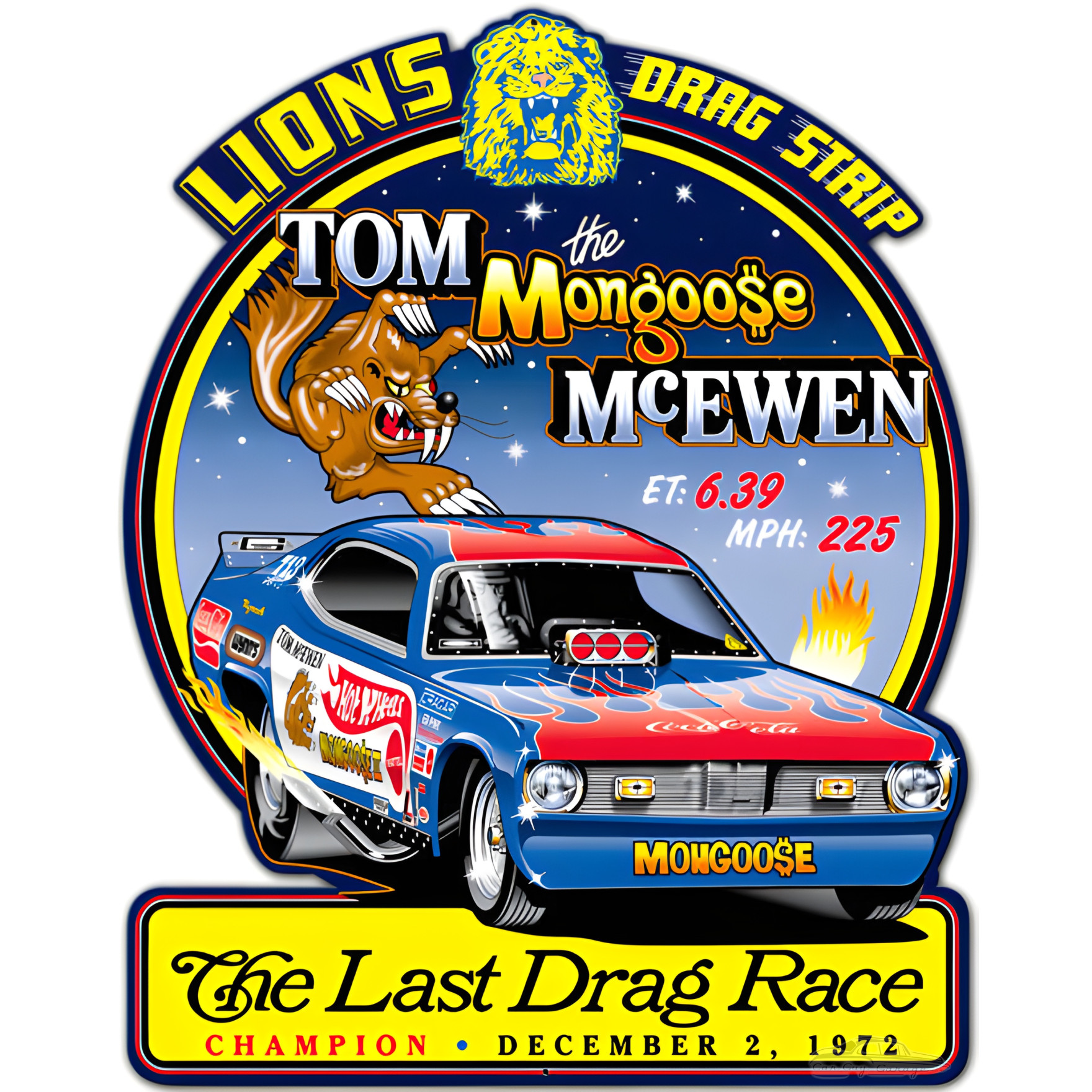 Tom Mongoose Last Drag Race Metal Sign - 13"x17" - USA Made