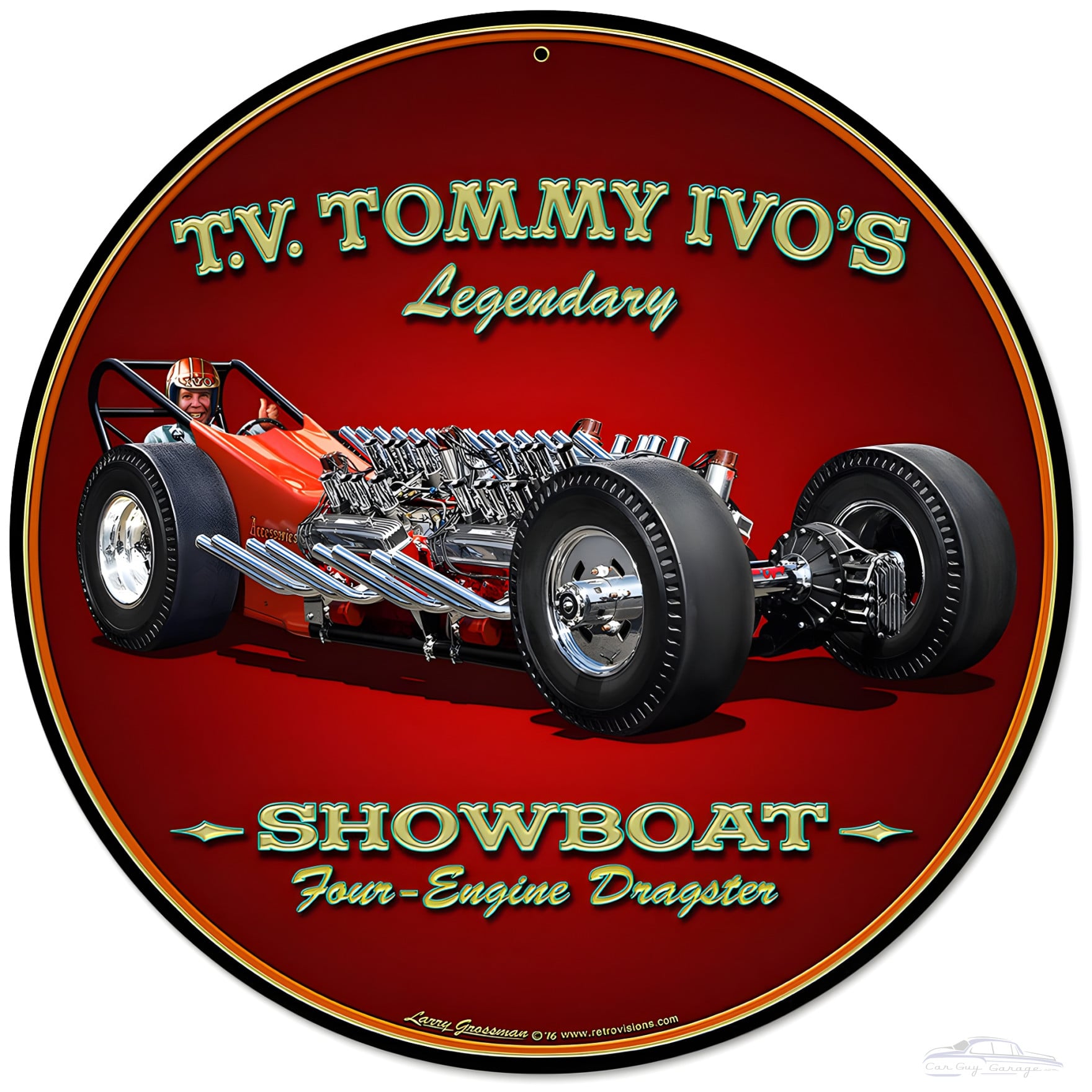 Tommy Ivo Dragster Metal Sign - 14" Round, Durable & USA Made