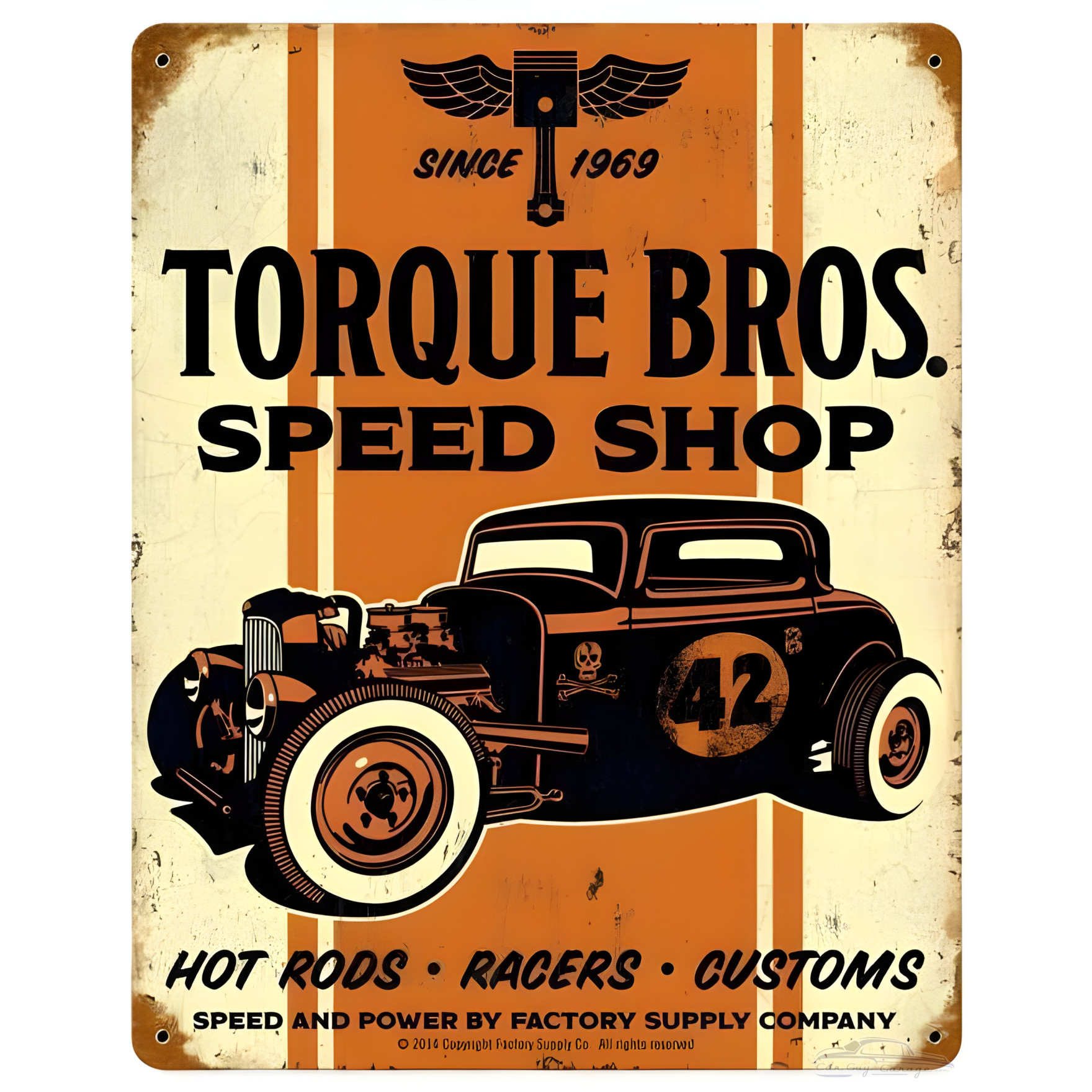 Torque Brothers 32 Coupe Metal Sign - Vintage Garage Decor