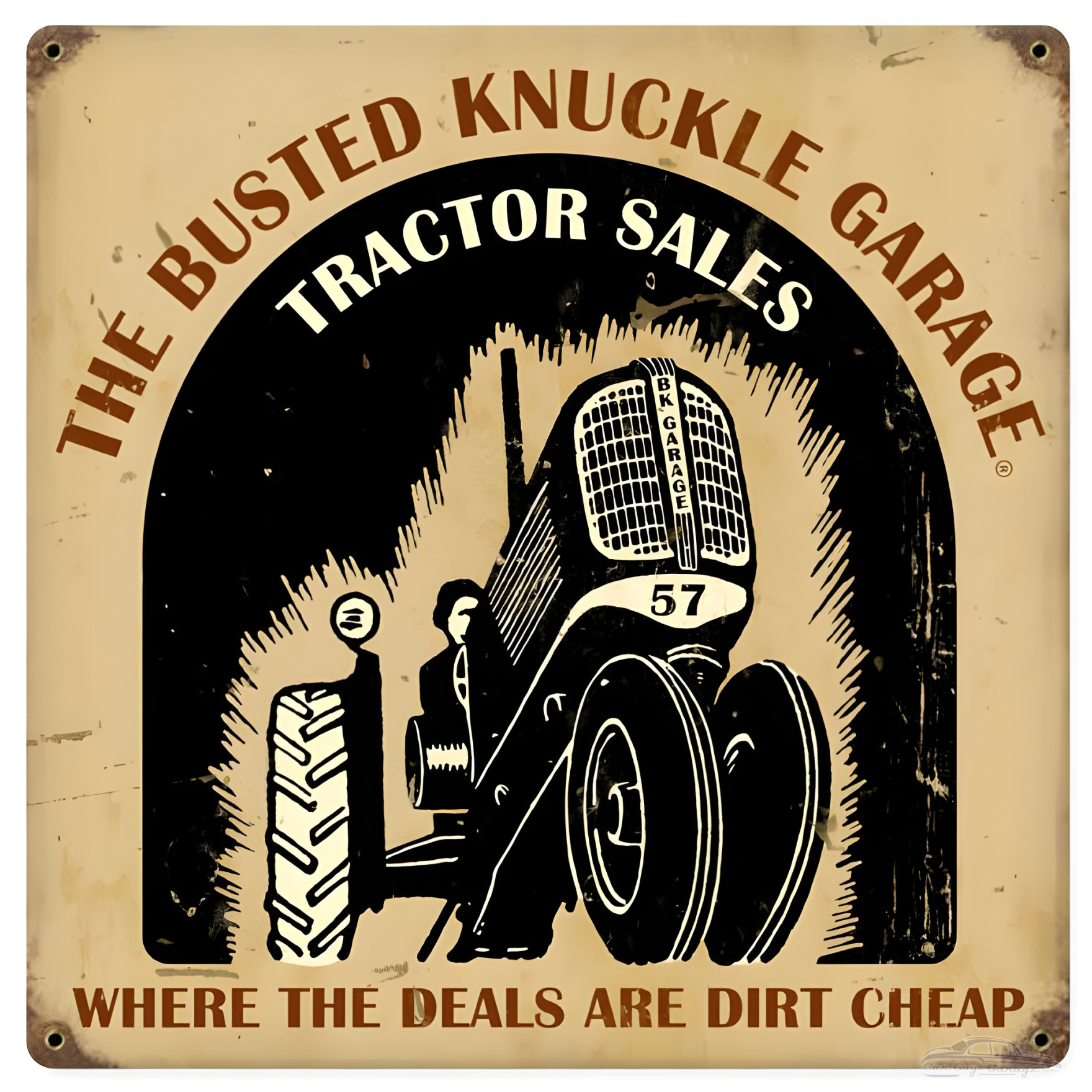 Vintage Tractor Shop Metal Sign - 12"x12" - Made in USA