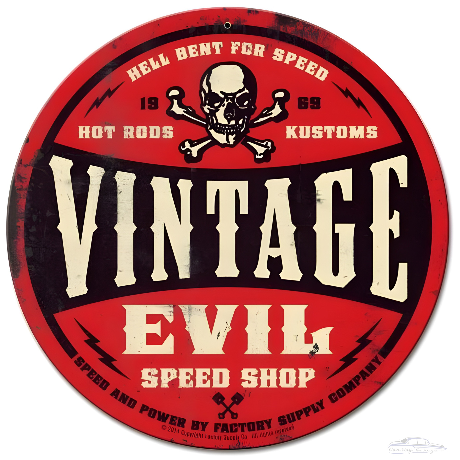 Ve002 Red Round Metal Sign - 14" - Vintage Style, USA Made