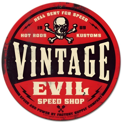 Ve002 Red Round Metal Sign - 14" - Vintage Style, USA Made