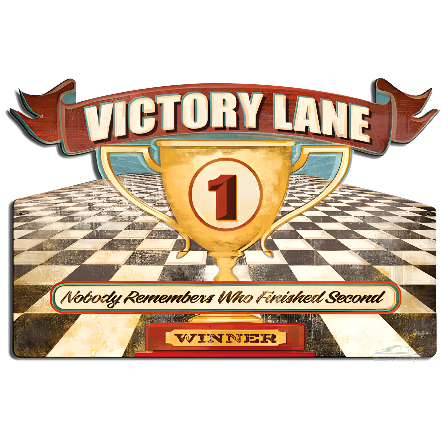 Victory Lane Metal Sign - Durable 24"x16" Garage Decor