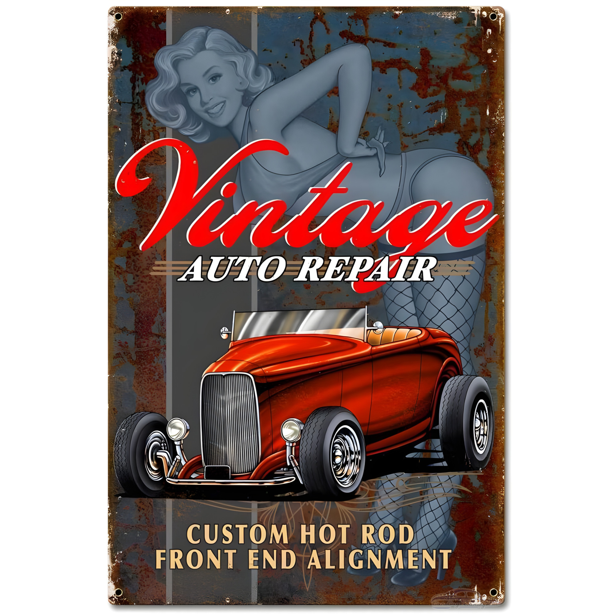 Vintage Auto Repair Metal Sign - 16"x24" - Made in USA