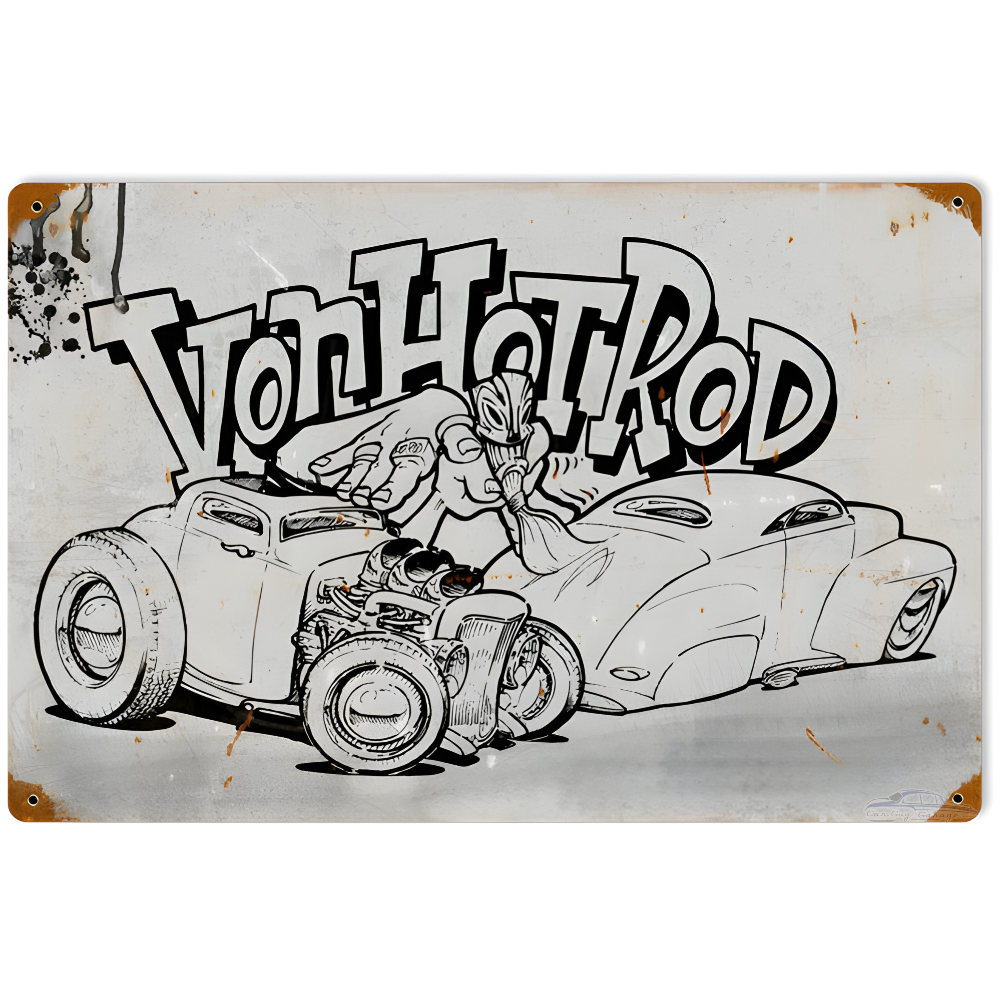 Von Hot Rod Kustom Metal Sign - Vintage 18"x12" USA Made