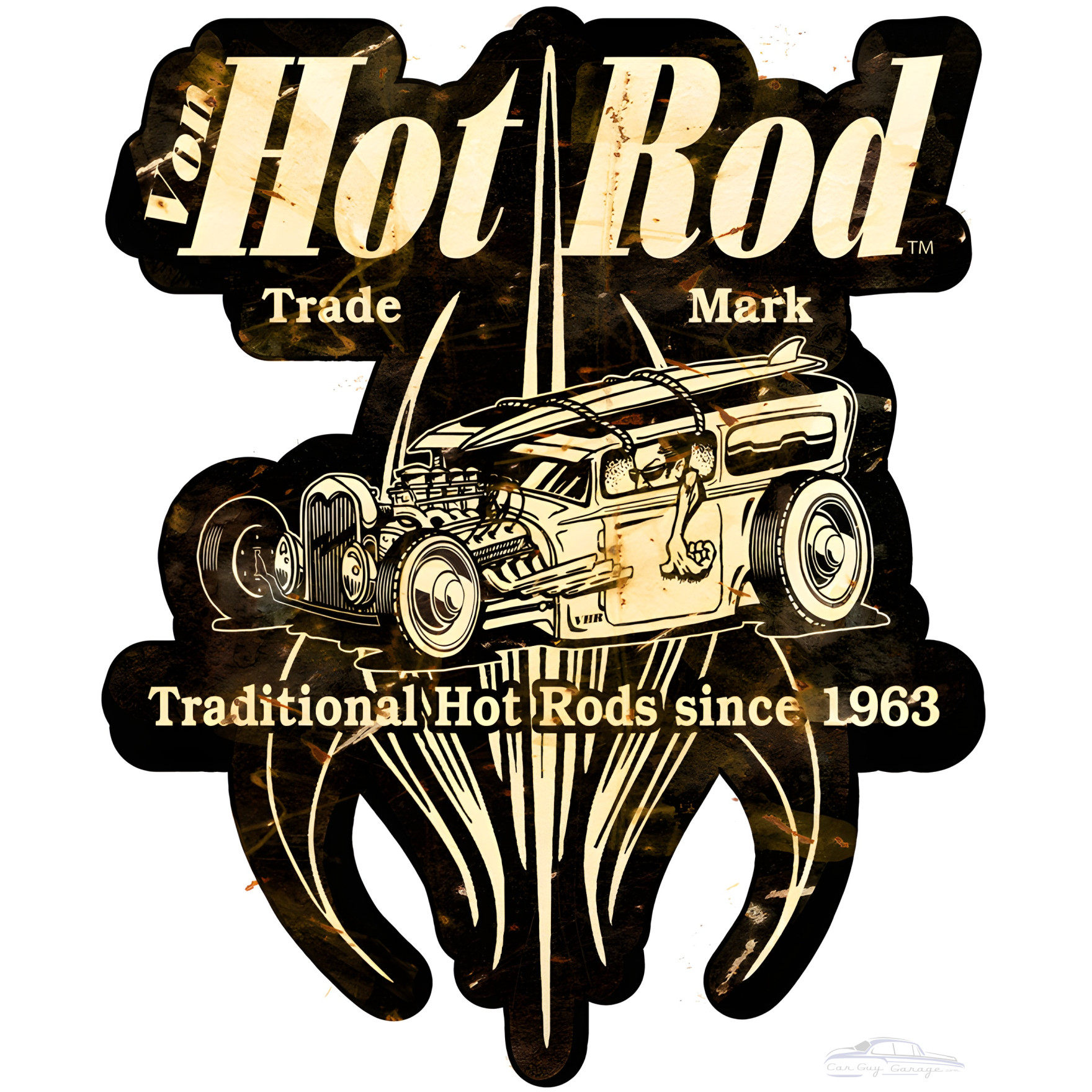 Von Hot Rod Surf Shop Metal Sign - 16"x16" - USA Made Steel
