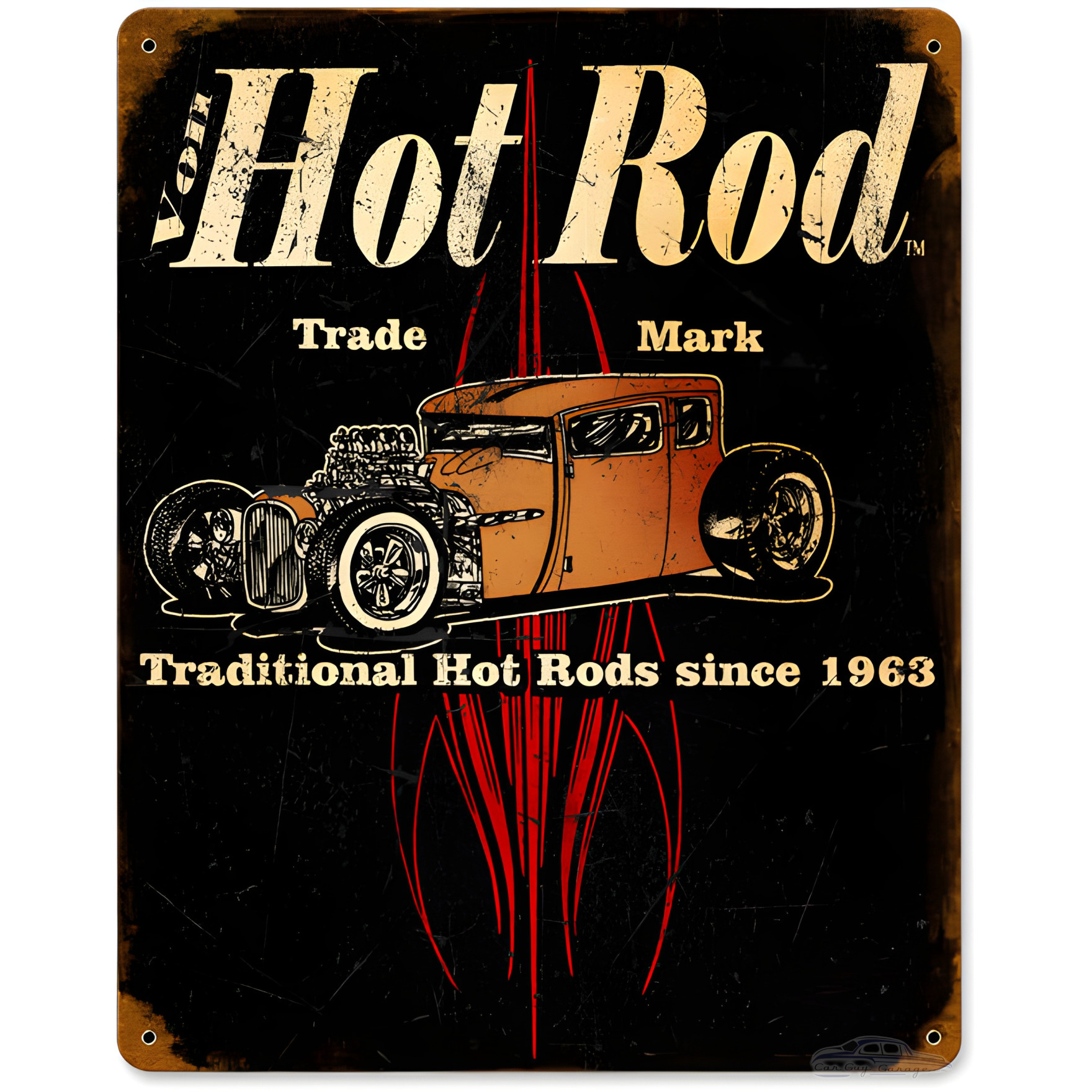 Von Hot Rod Metal Sign - Vintage 12"x15" Garage Wall Decor