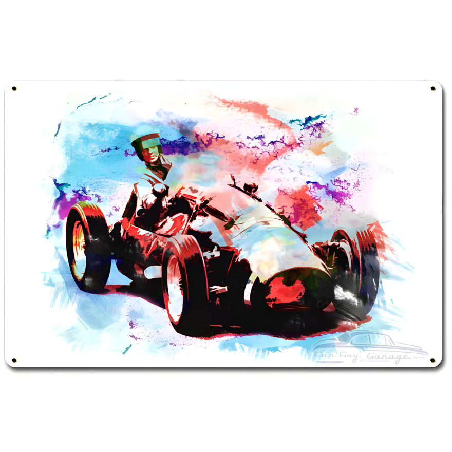 Unique Water Colors Racer Metal Sign - 18"x12" - USA Made