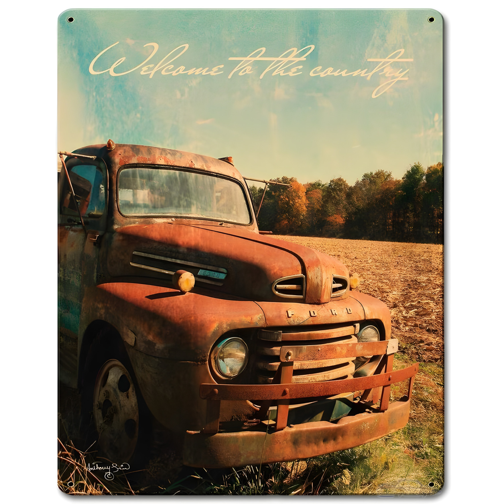 Welcome to the Country Metal Sign - 12"x15" Rustic Decor