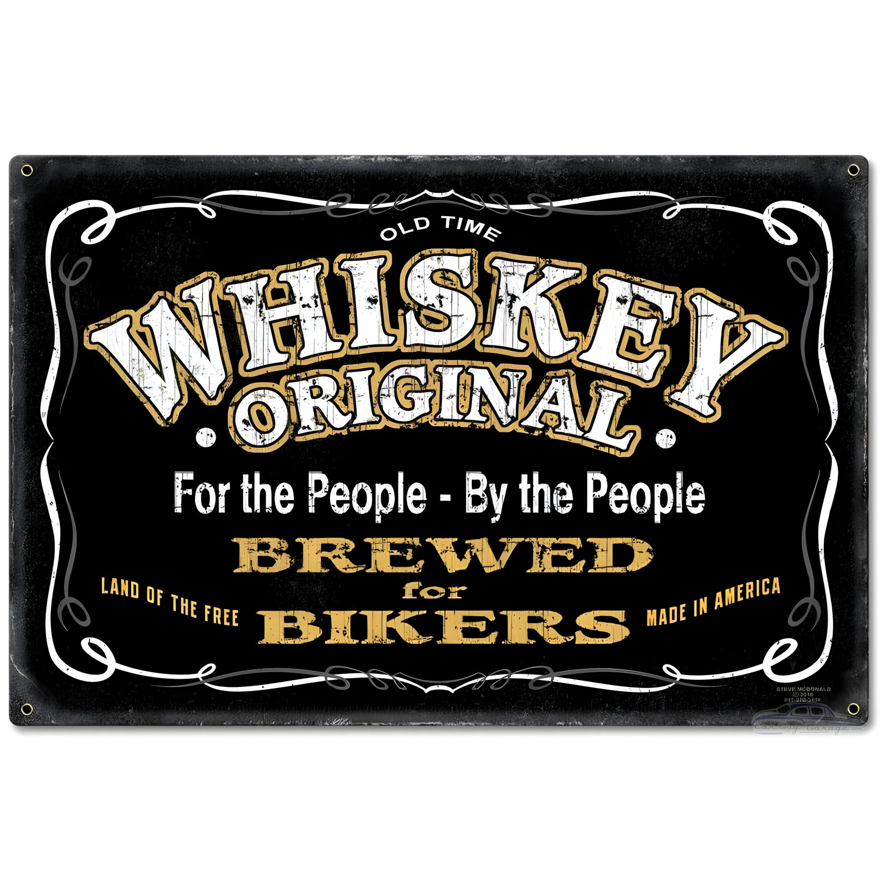 Vintage Whiskey Metal Sign - 24"x16" - Handmade in USA