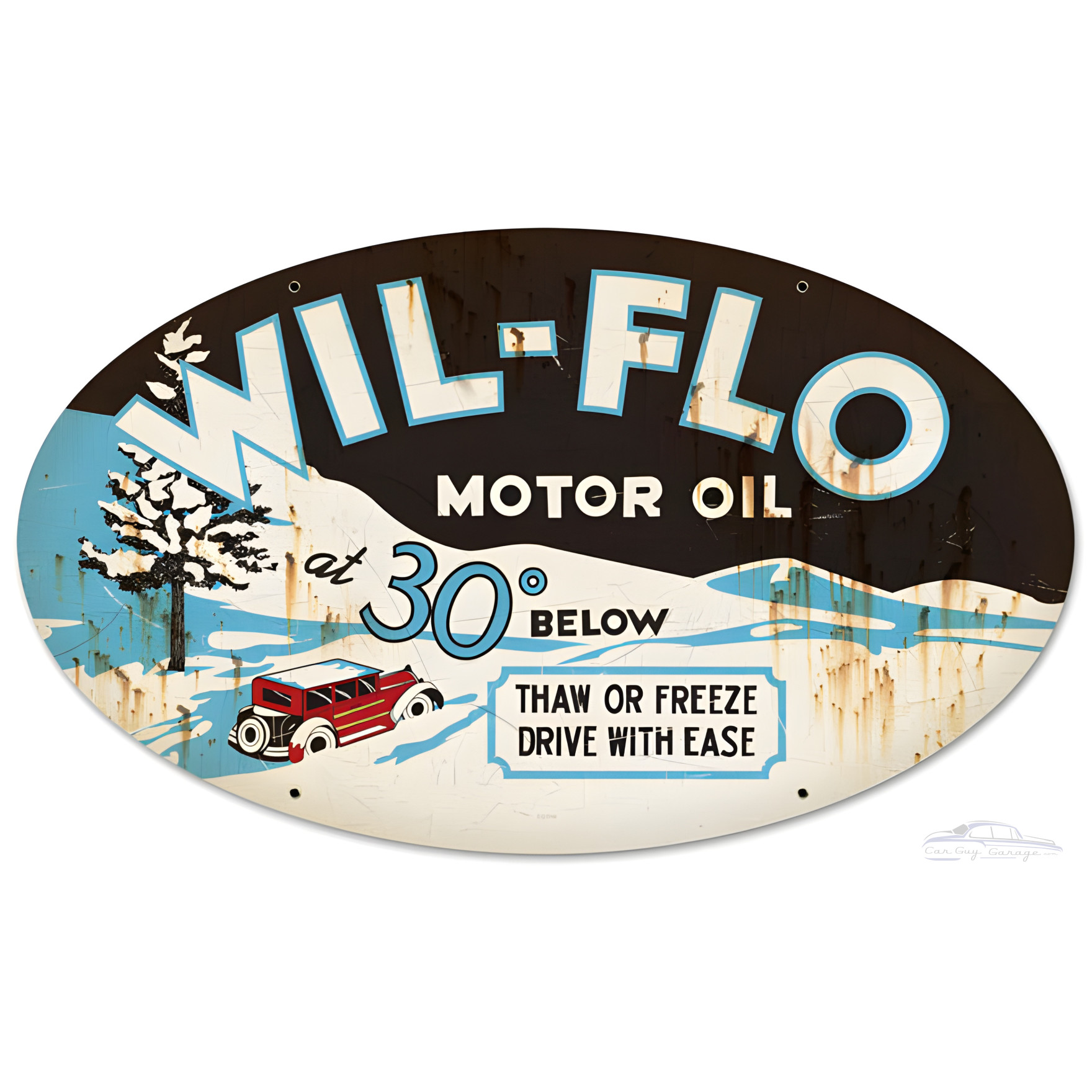 Wil Flo Oil Metal Sign - 24"x14" Heavy Gauge Steel, USA Made