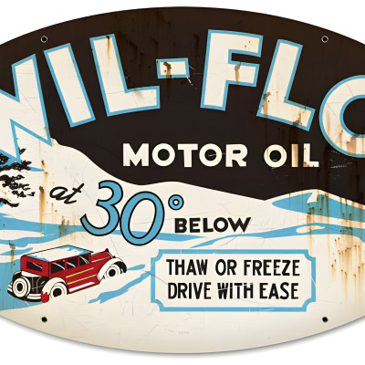Wil Flo Oil Metal Sign - 24"x14" Heavy Gauge Steel, USA Made