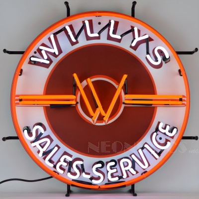 Willys Sales Service Jeep Neon Sign - Vintage Americana Decor