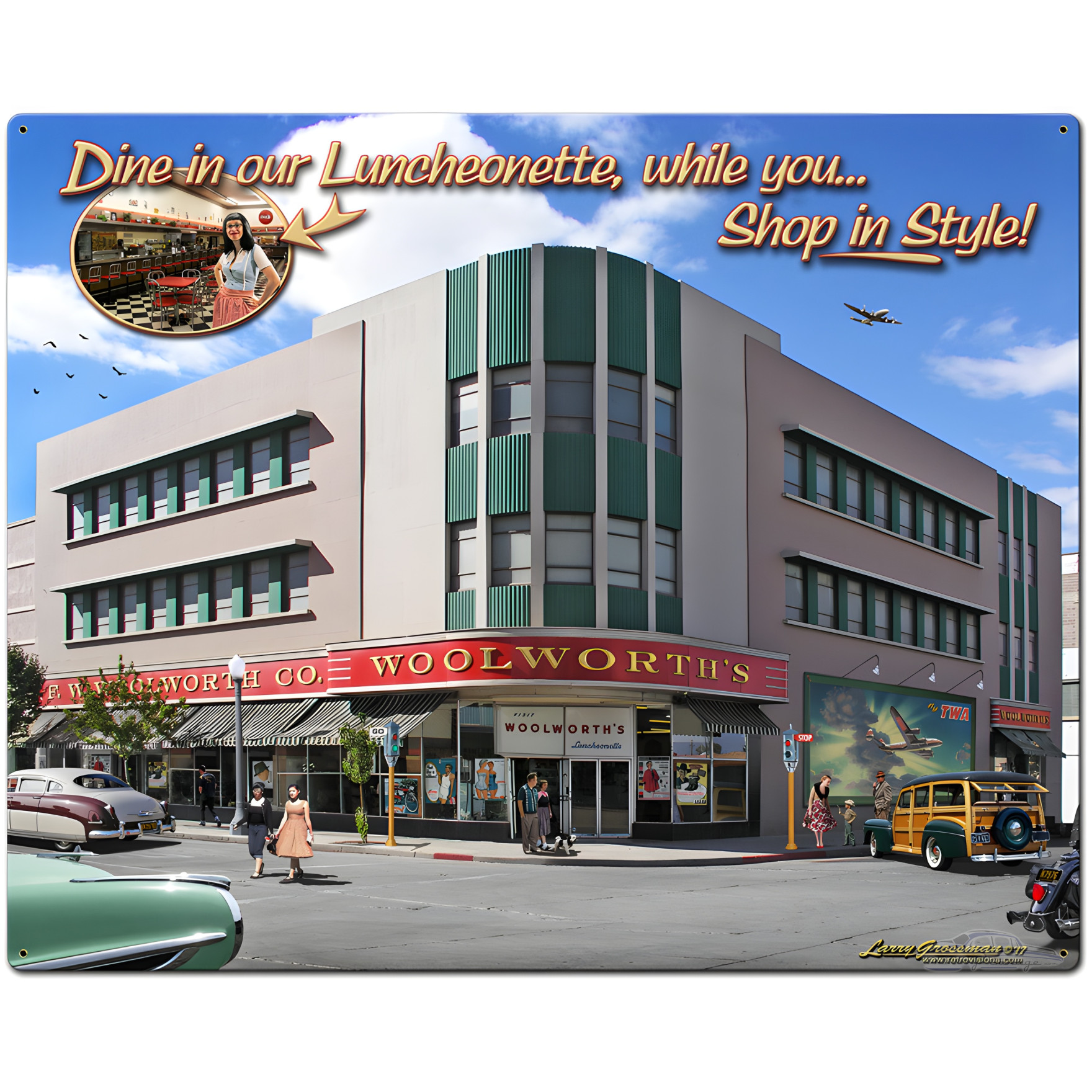 Vintage Woolworths Metal Sign - 24" x 30" - Made in USA