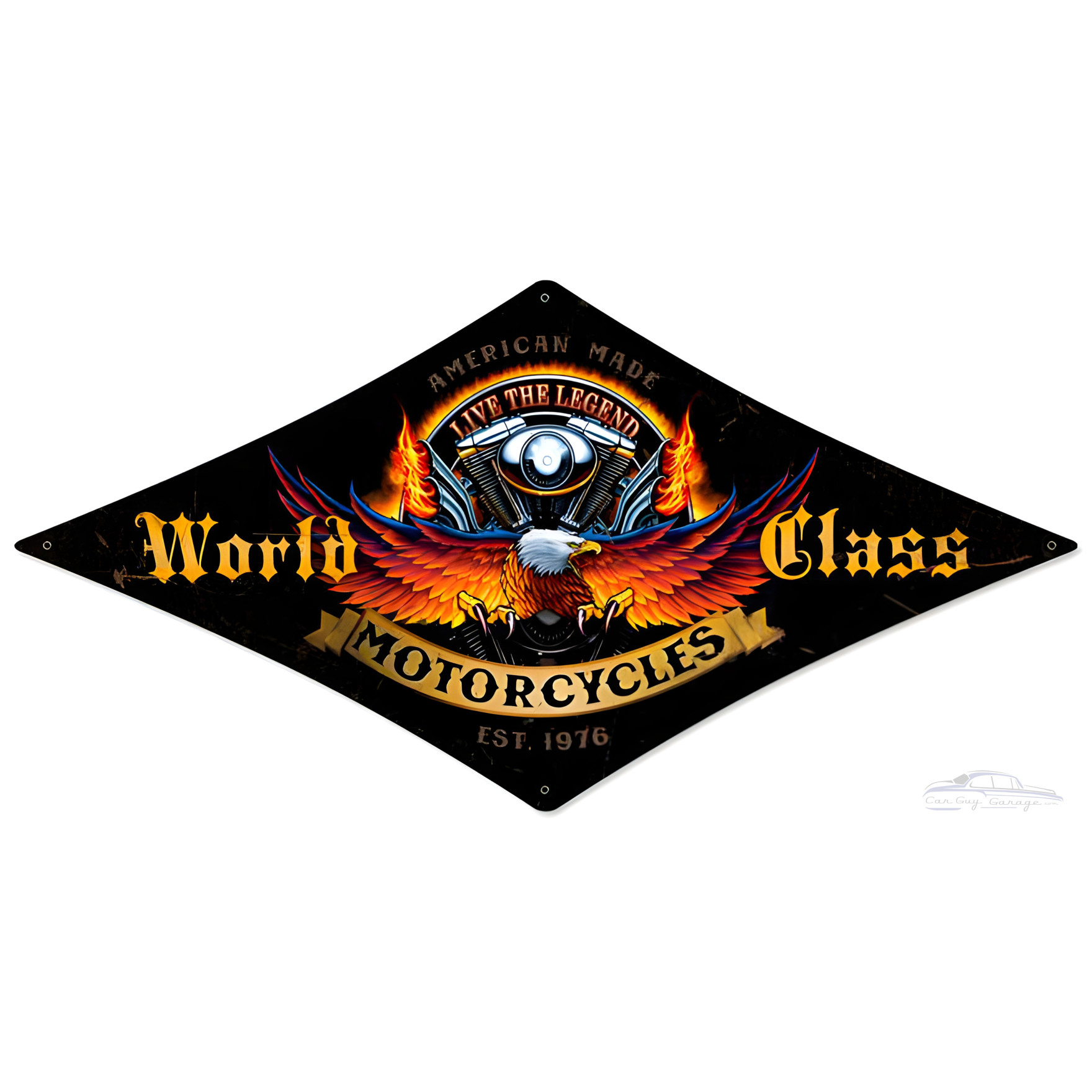 World Class Motorcycles Metal Sign - Vintage Garage Decor 14"x22"