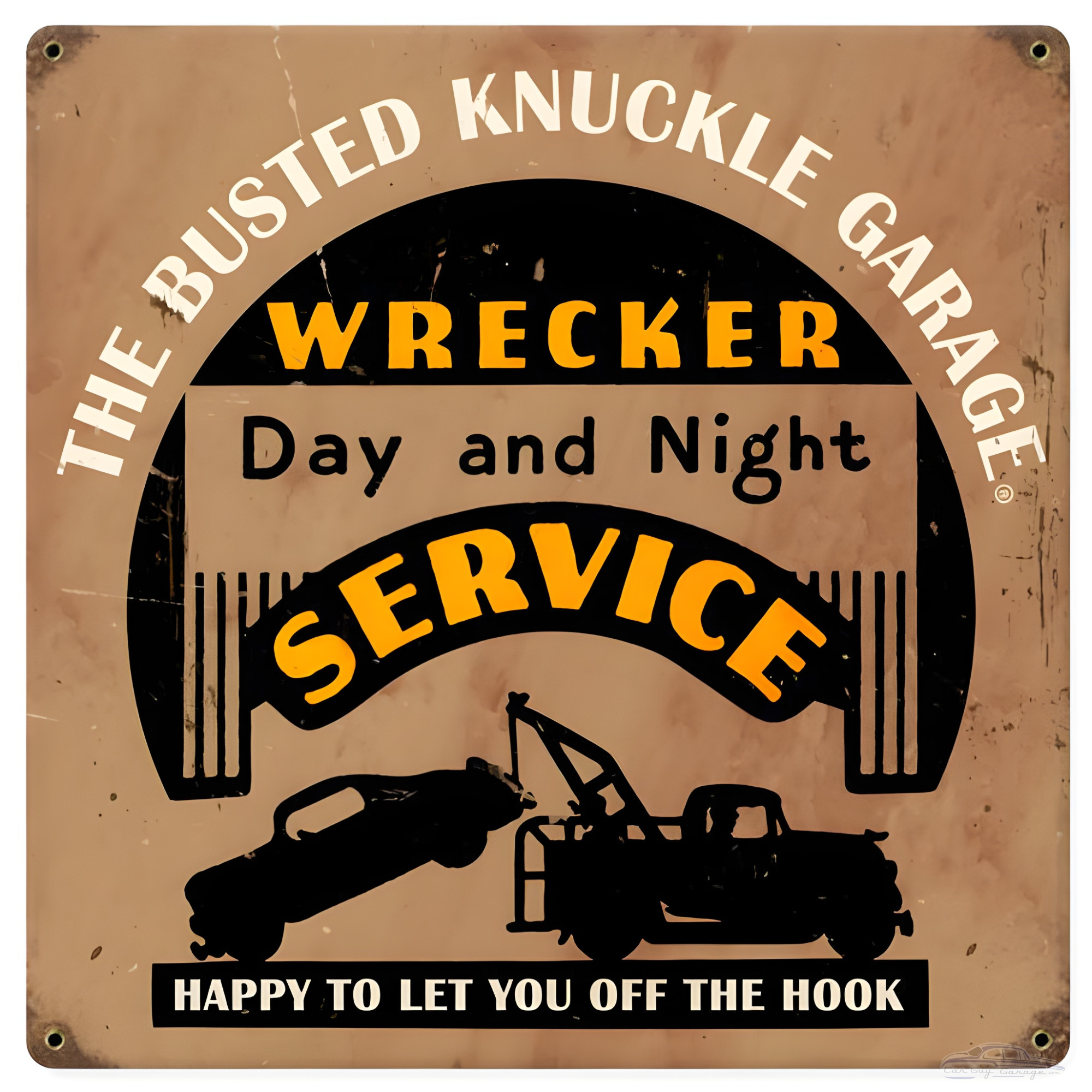 Vintage Wrecker Service Sign - 12"x12" Heavy Steel USA Made