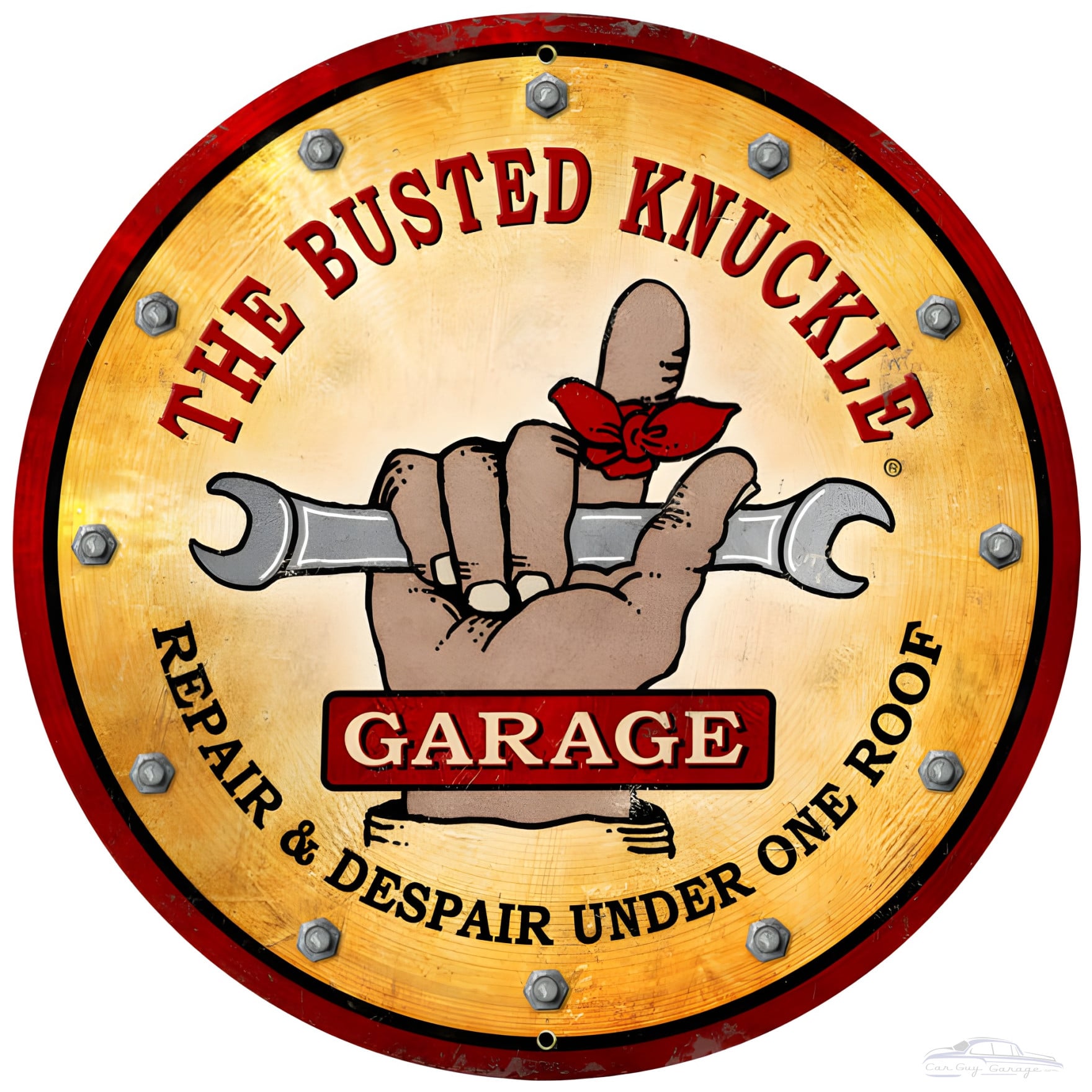 Wrench Sign - 28" Round Metal, Handmade USA, Durable Decor