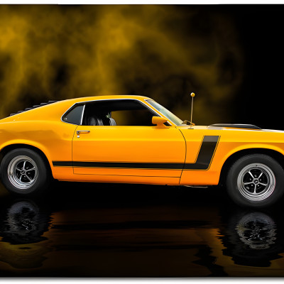 1970 Yellow Mustang Boss 302 Metal Sign - 18" x 12"