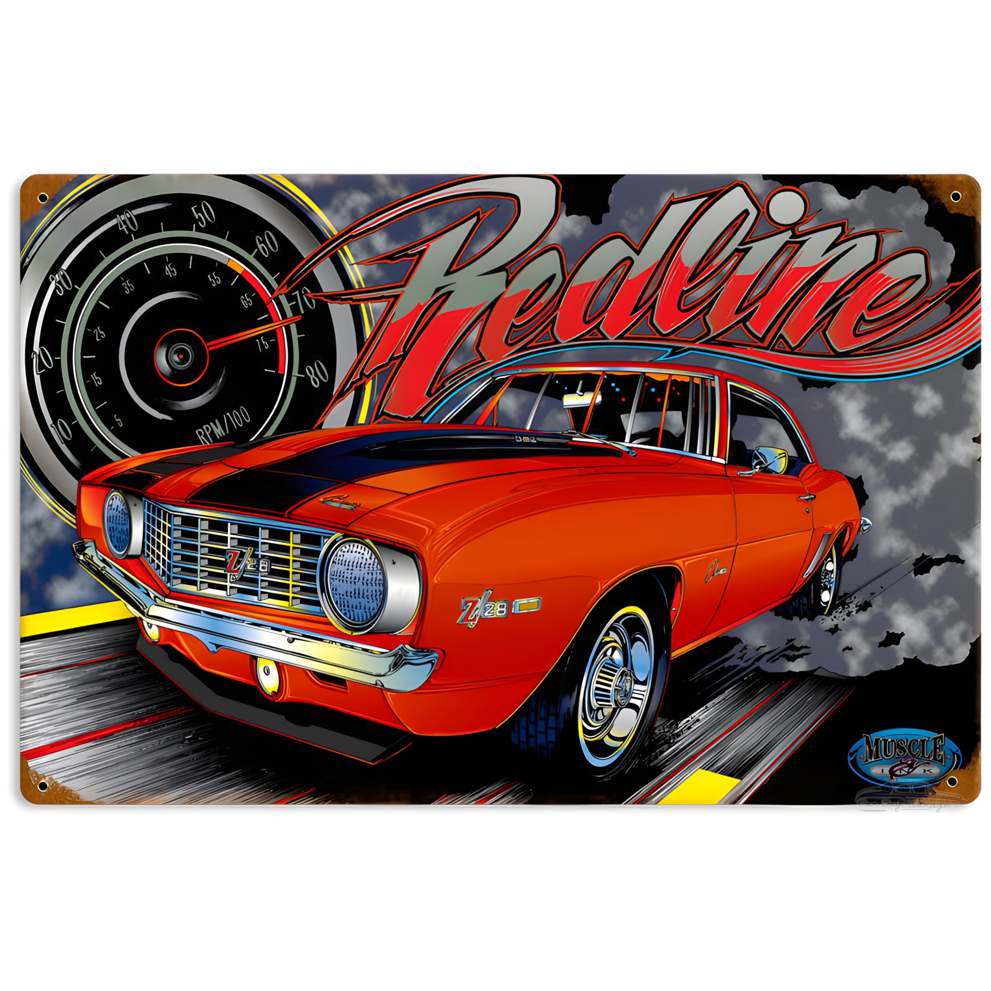 Vintage Z28 Redline Metal Sign - 18"x12" - Made in USA