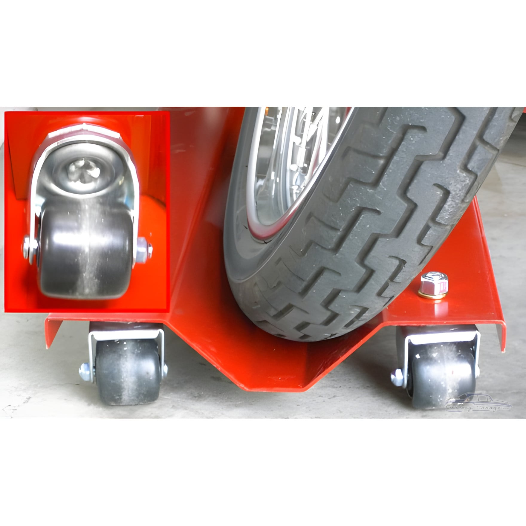 Red Powder Coated Motorcycle Dolly - 1500 lbs Capacity, Easy Move