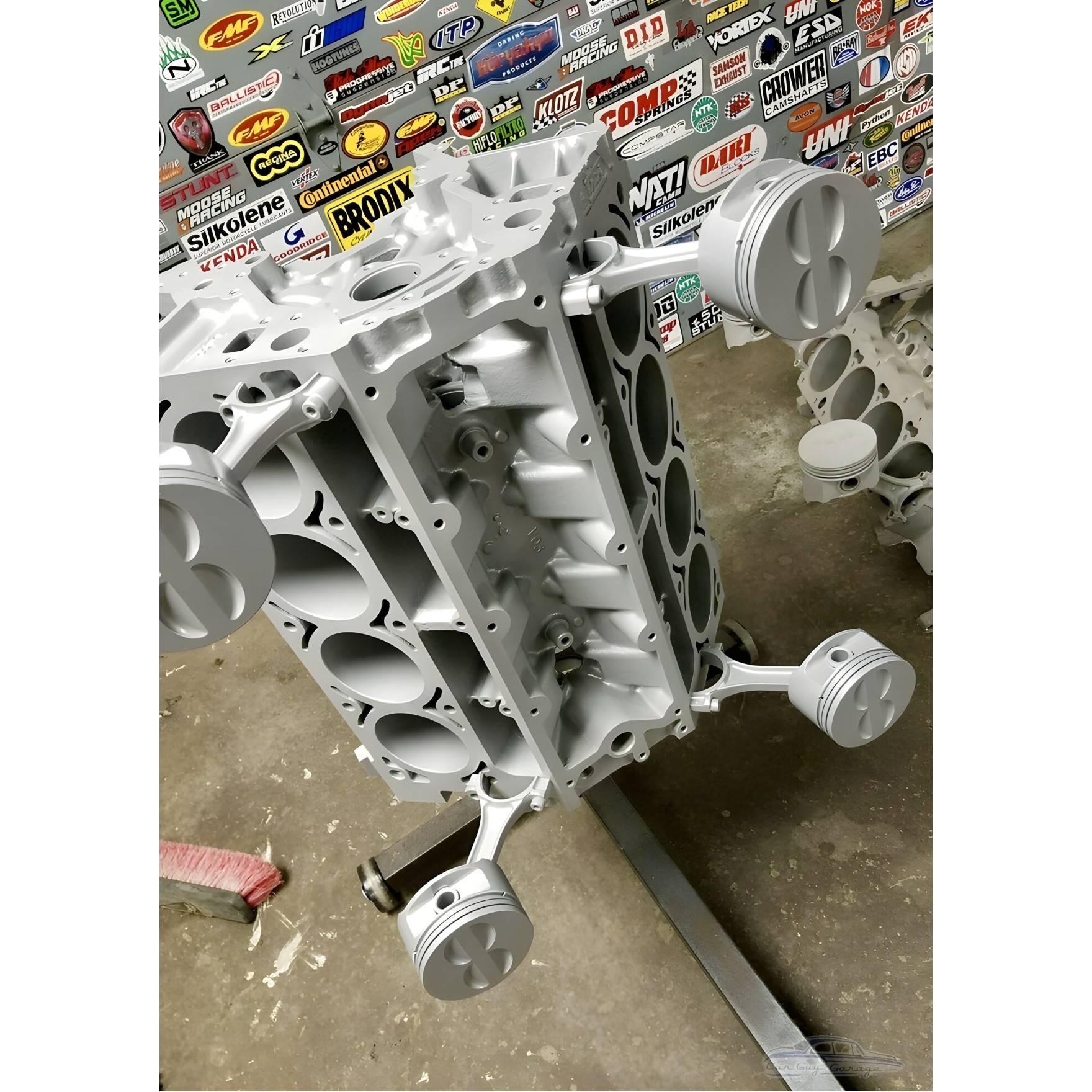 Chevy Engine Block Coffee Table - Silver, Tempered Glass Top