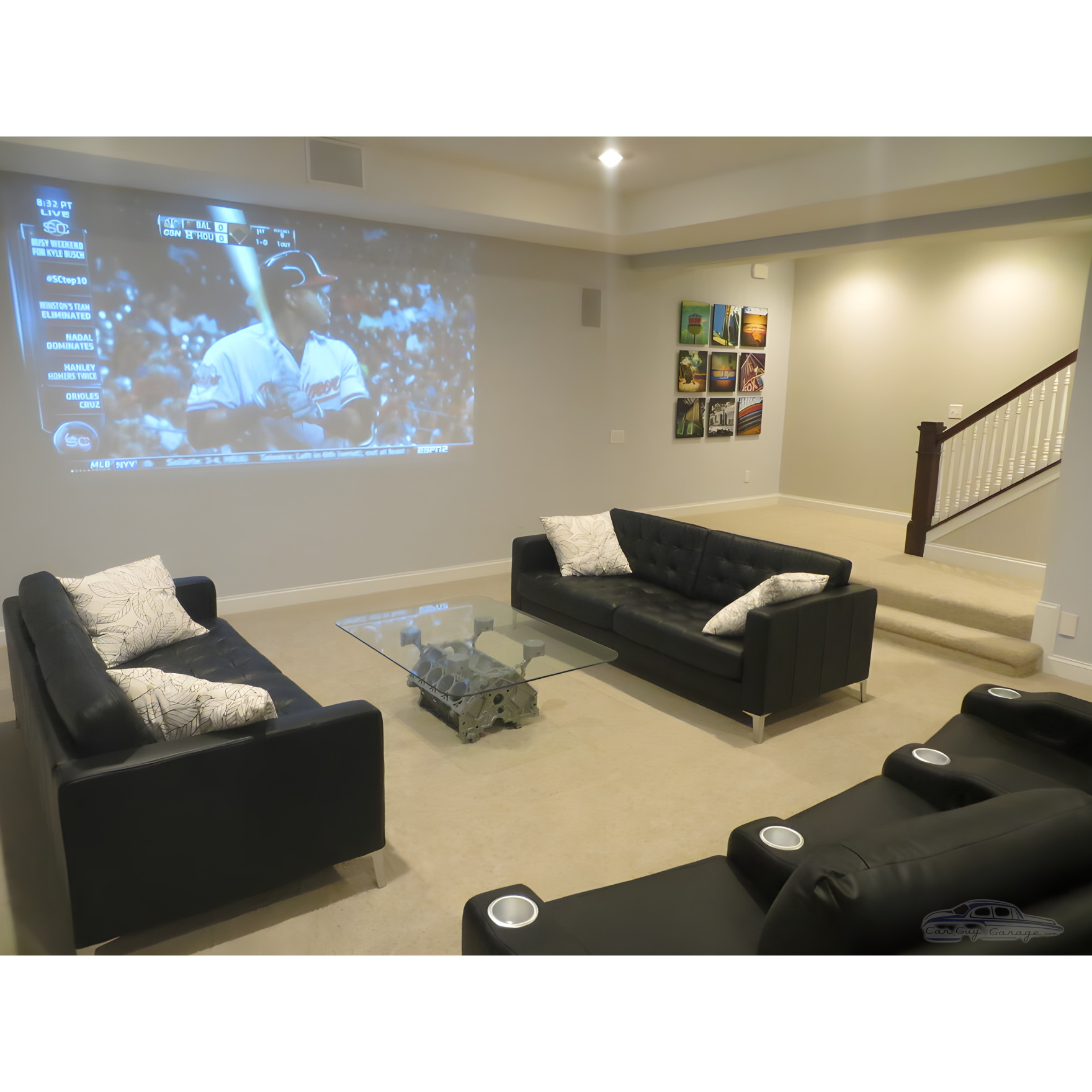 Chevy Engine Block Coffee Table - Silver, Tempered Glass Top