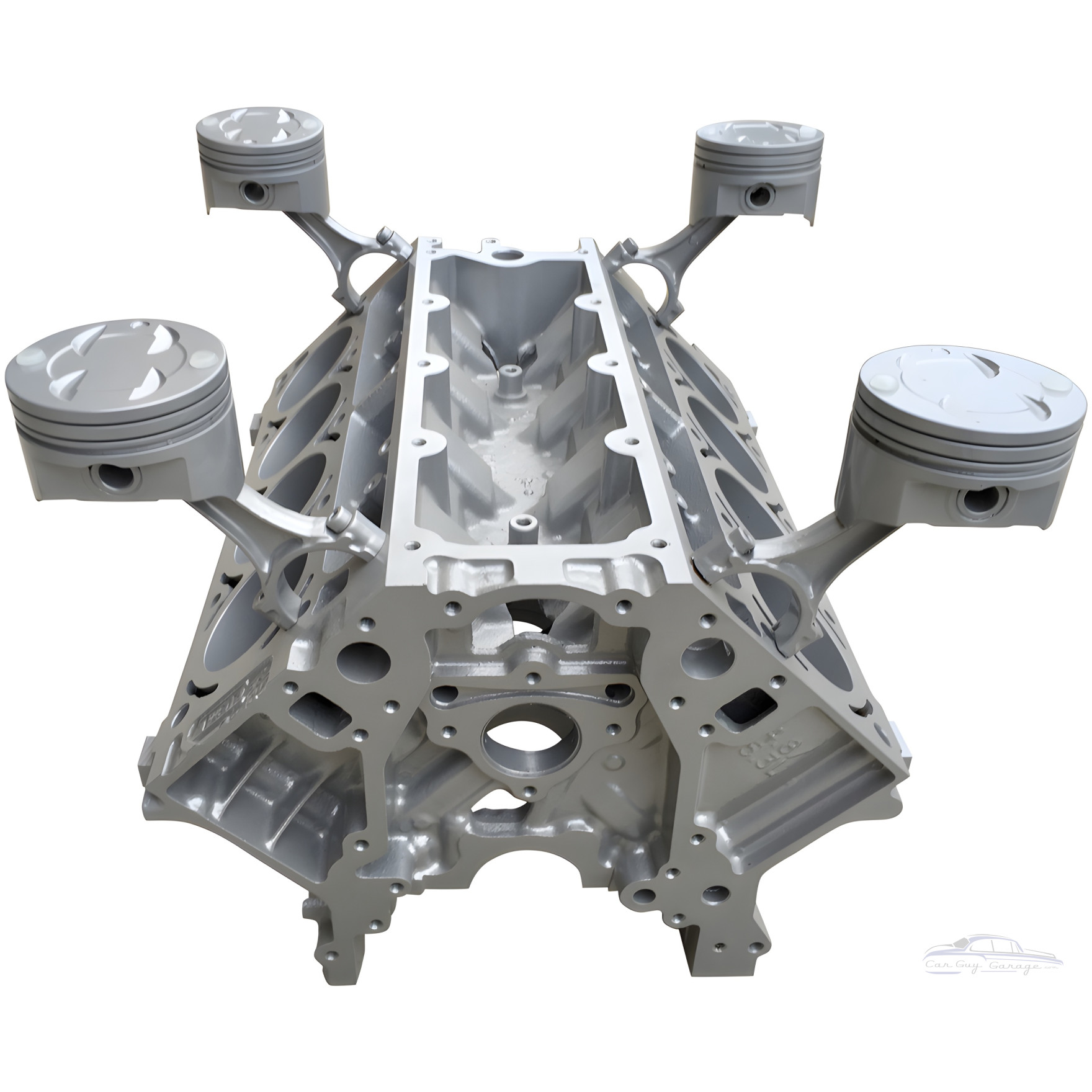 Chevy Engine Block Coffee Table - Silver, Tempered Glass Top